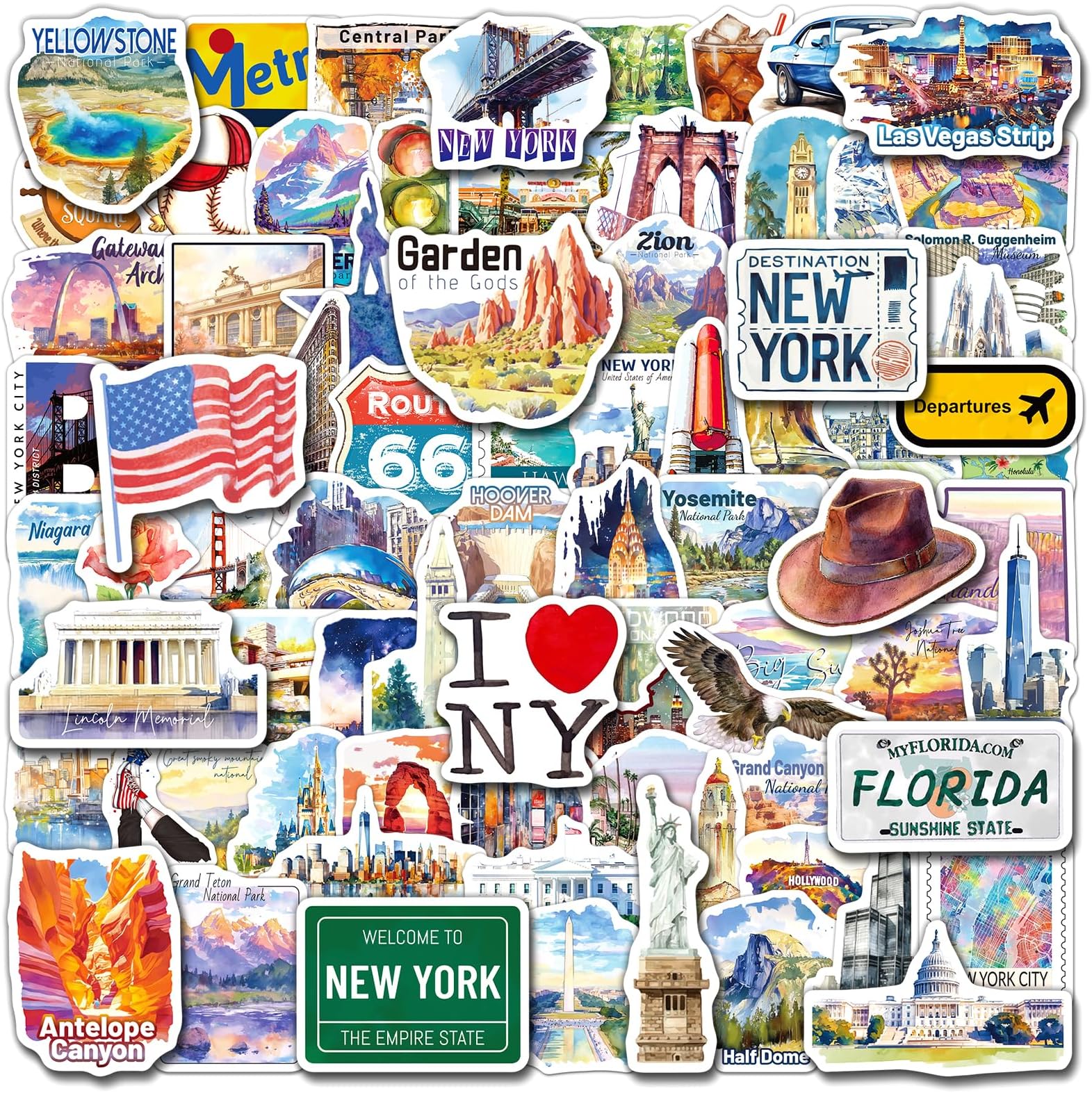 Amazon.com: Navy Peony Adventurous Backpacker Travel Themed Stickers ...