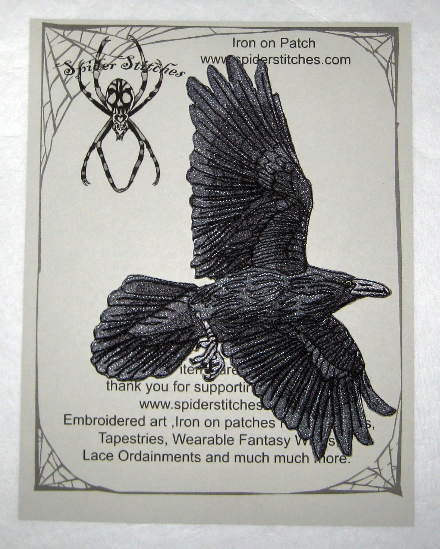 Amazon.com: Raven/Crow - Black/Gray - Facing Left - Birds - Embroidered ...