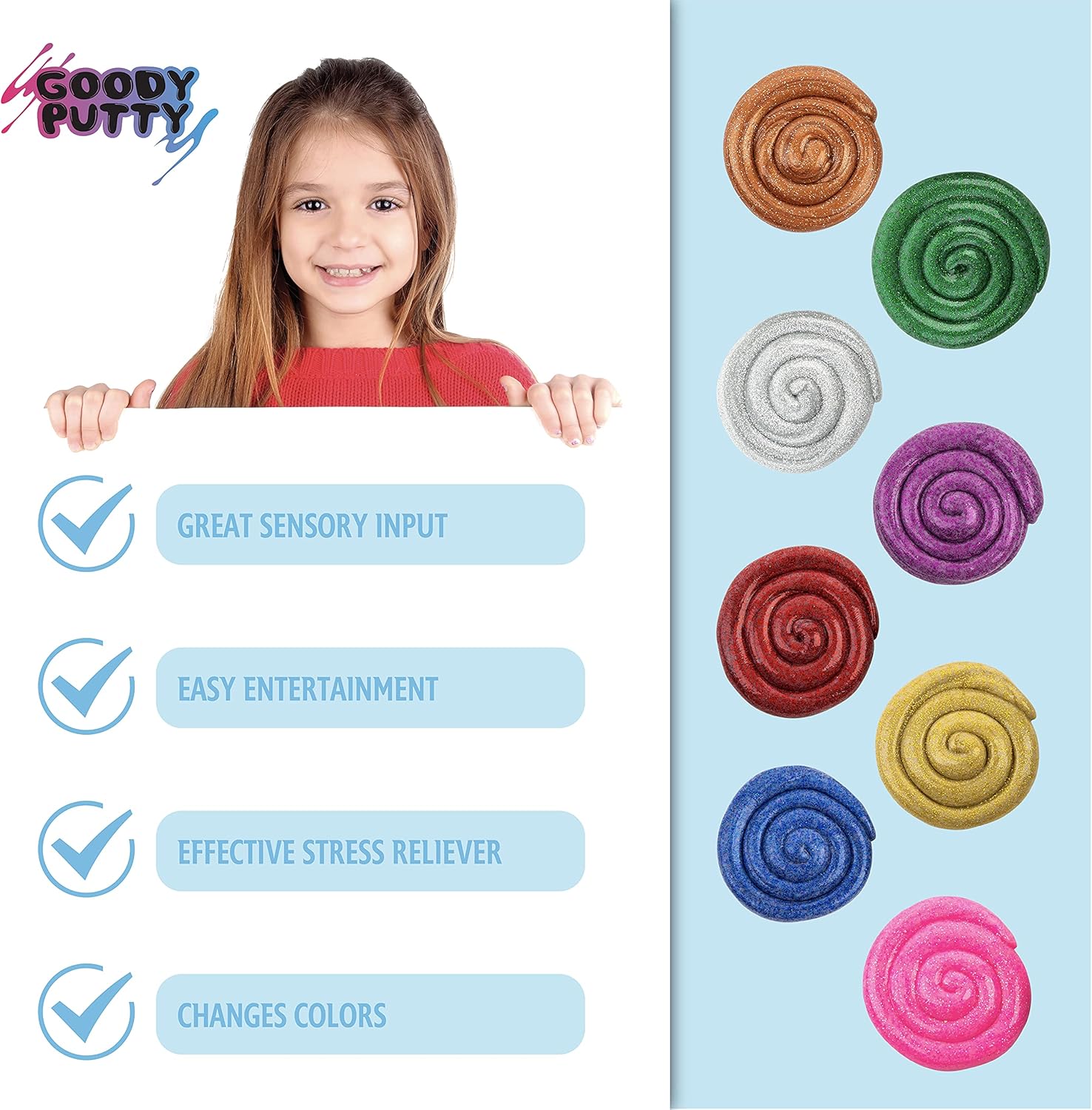 Goody Putty Dazzle Mini latas de 0.5 onzas, paquete de 8 juguetes ...