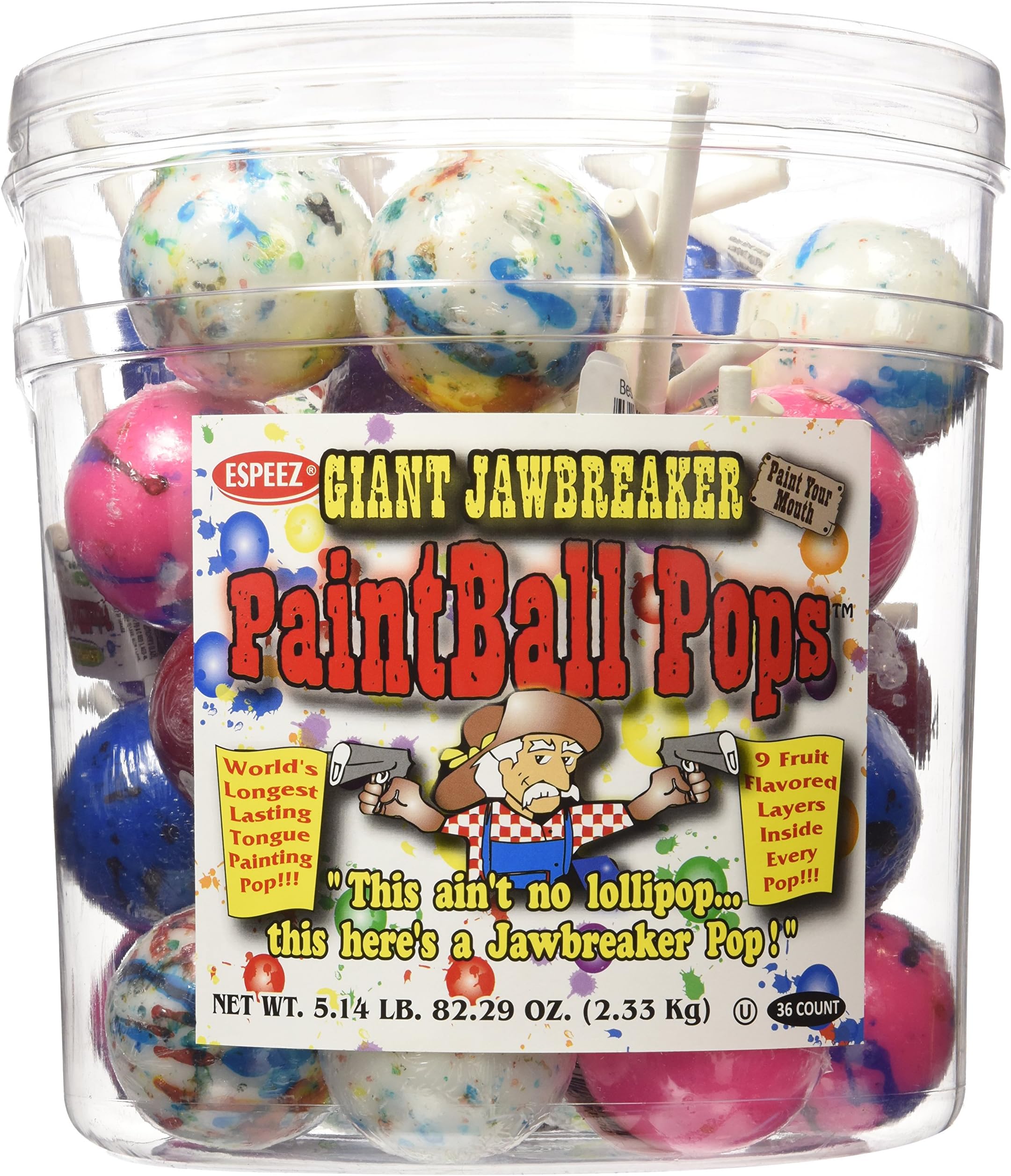 Amazon.com : Espeez Candy Paintball Pops Giant Jawbreaker Lollipops ...