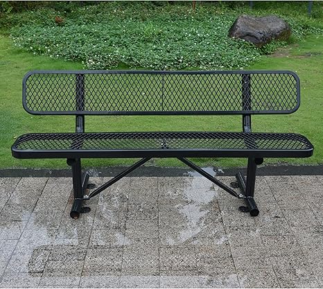 Amazon.com: MTPLUM 6FT Outdoor Metal Park Bench with Backrest, Outdoor ...