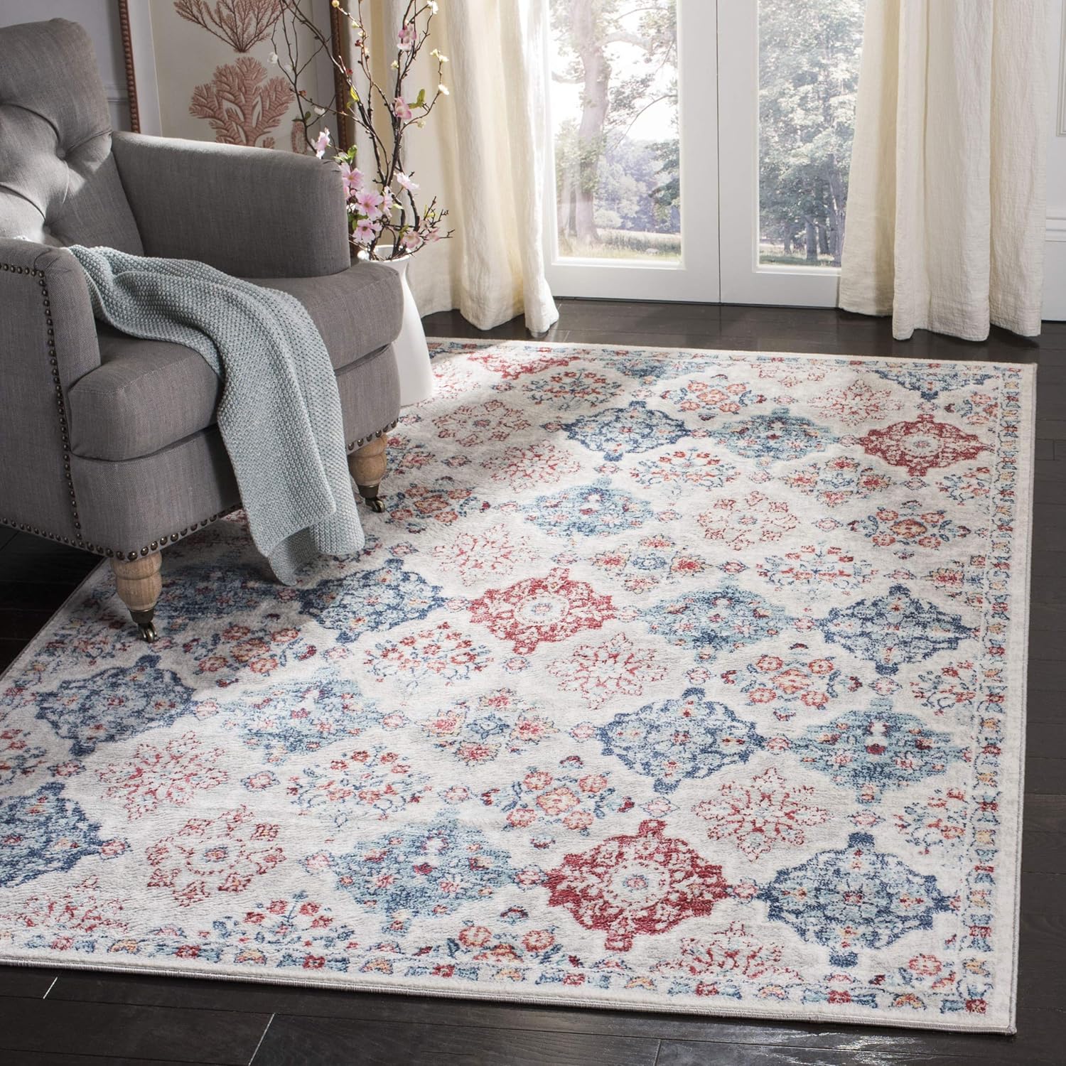 Amazon.com: SAFAVIEH Farmhouse Collection 3' x 5' Yellow / Red FMH803C ...