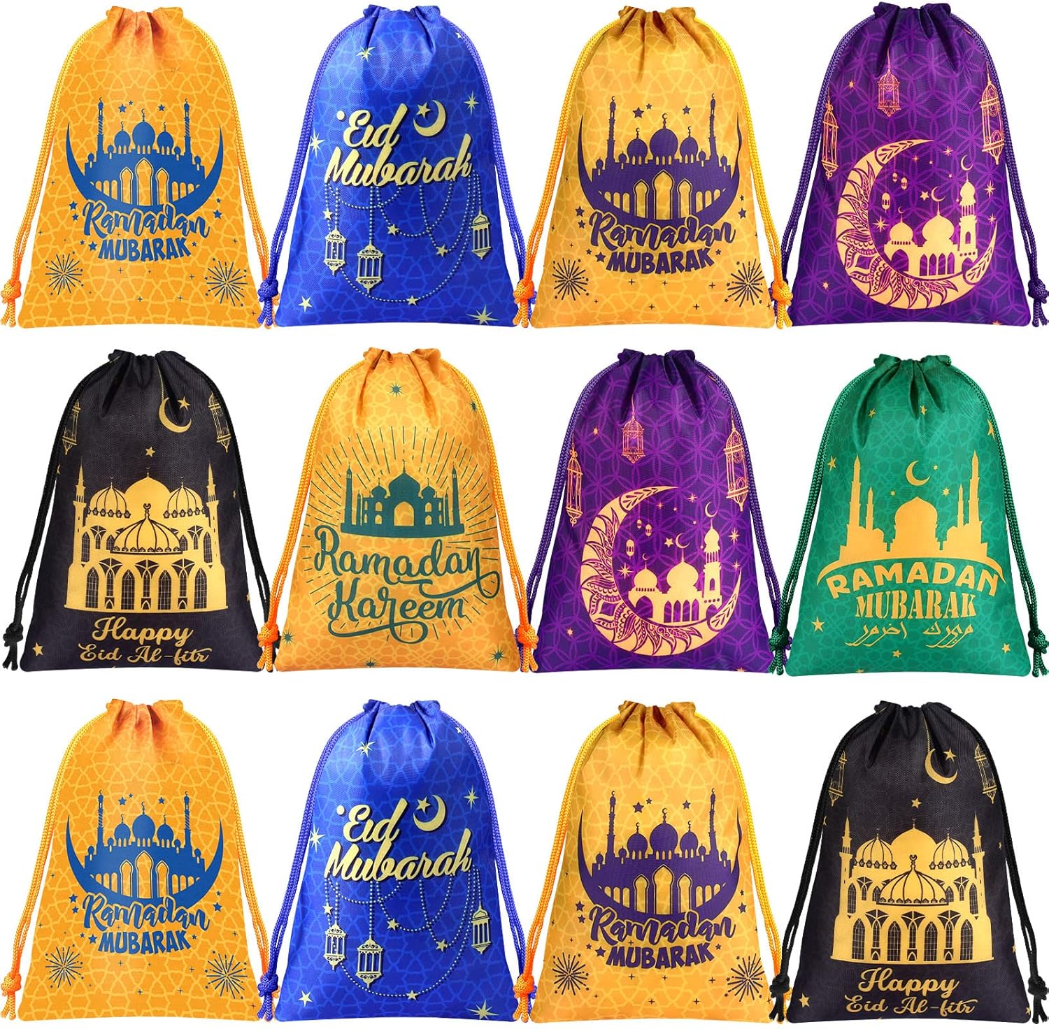 Amazon.com: Honoson 12 Pcs Eid Mubarak Drawstring Bag Ramadan Party ...