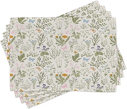Amazon.com: Ambesonne Floral Place Mats Set of 8, Vintage Garden Plants ...
