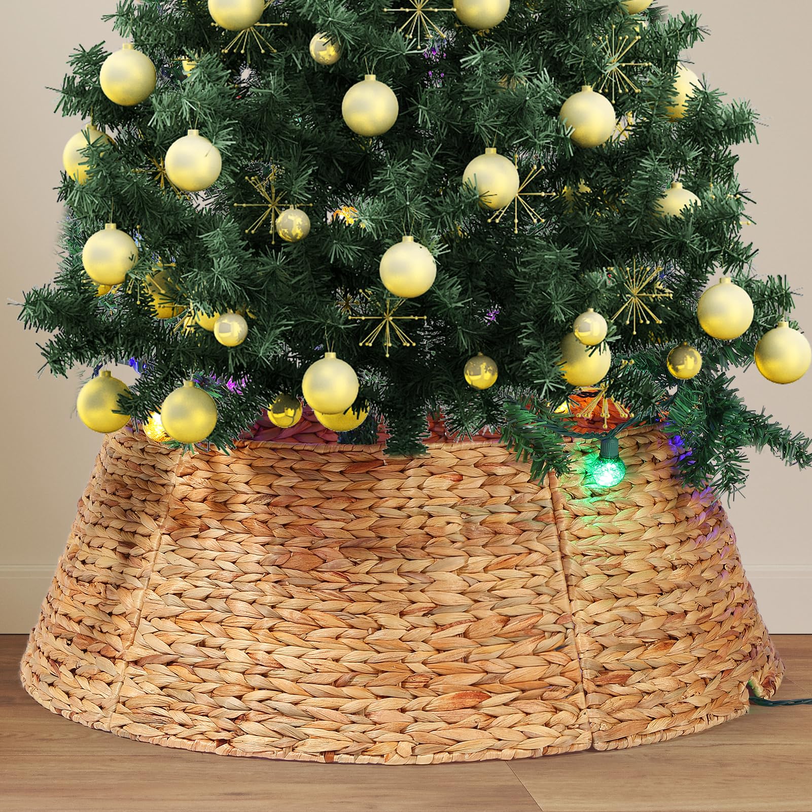 Amazon.com: 28" Christmas Tree Collar - Hand Woven Hyacinth Christmas ...