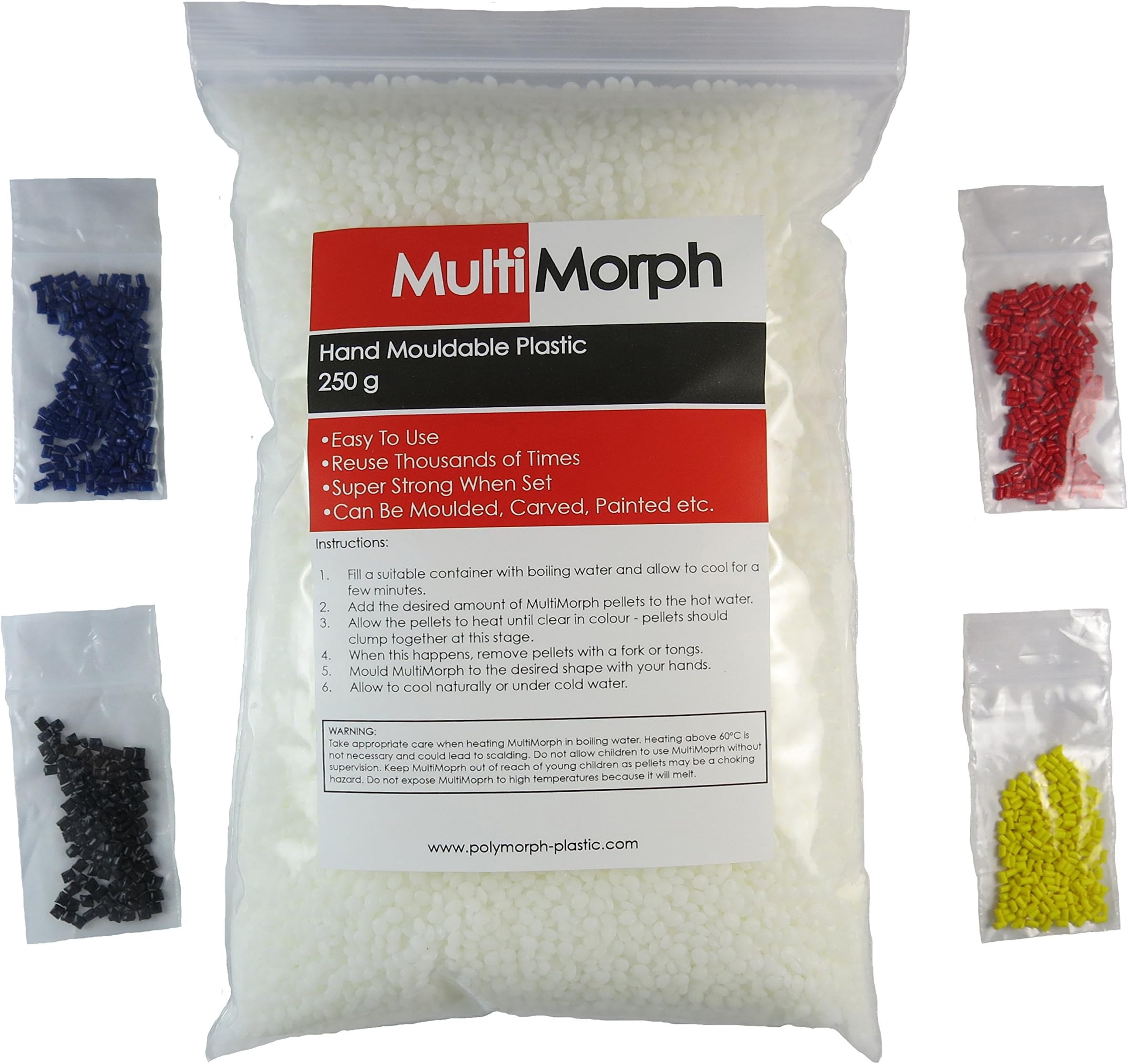 Multimorph Polymorph Mouldable Plastic Pellets 250g in Resealable Bag ...