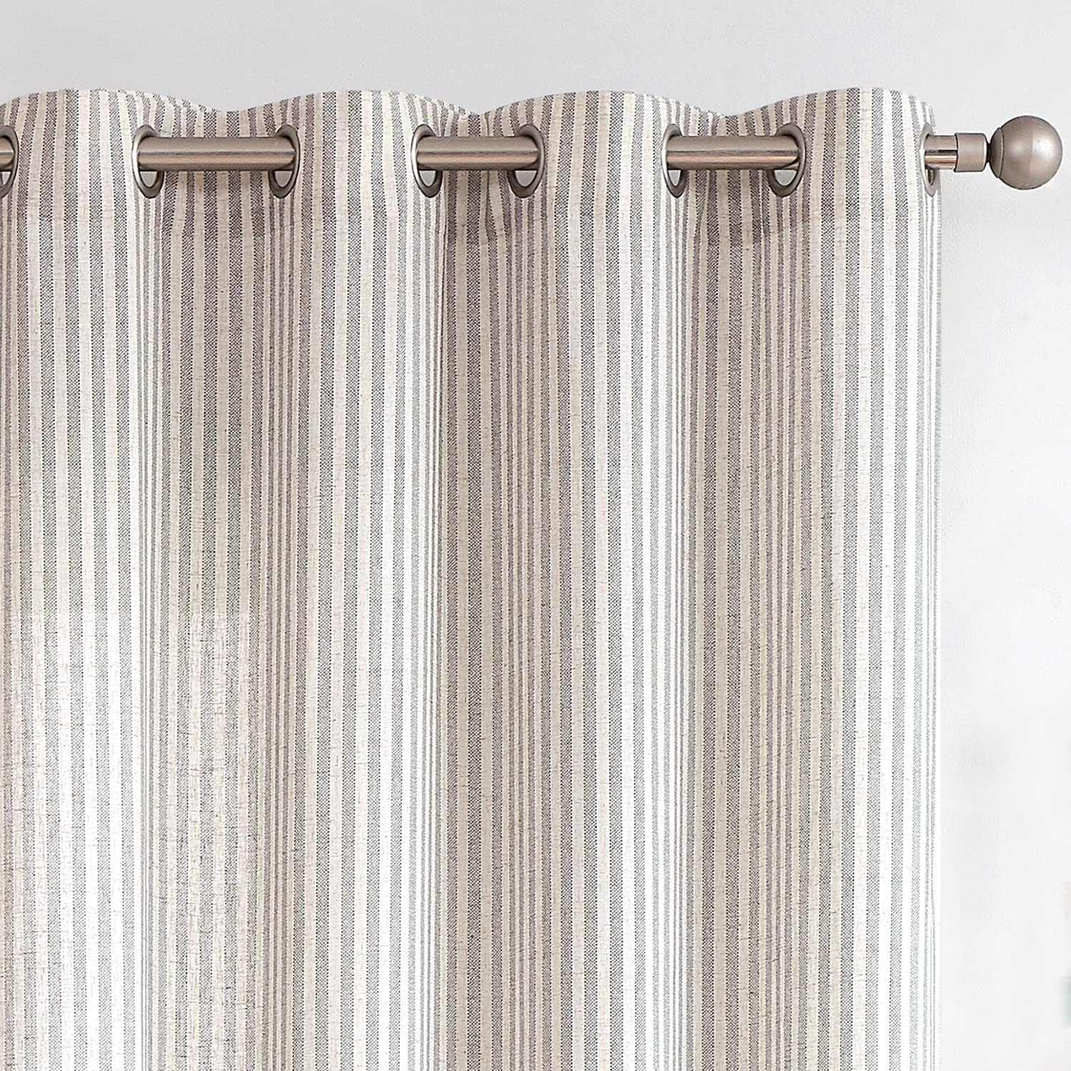 Amazon.com: JINCHAN Linen Curtains for Living Room Grey Striped ...