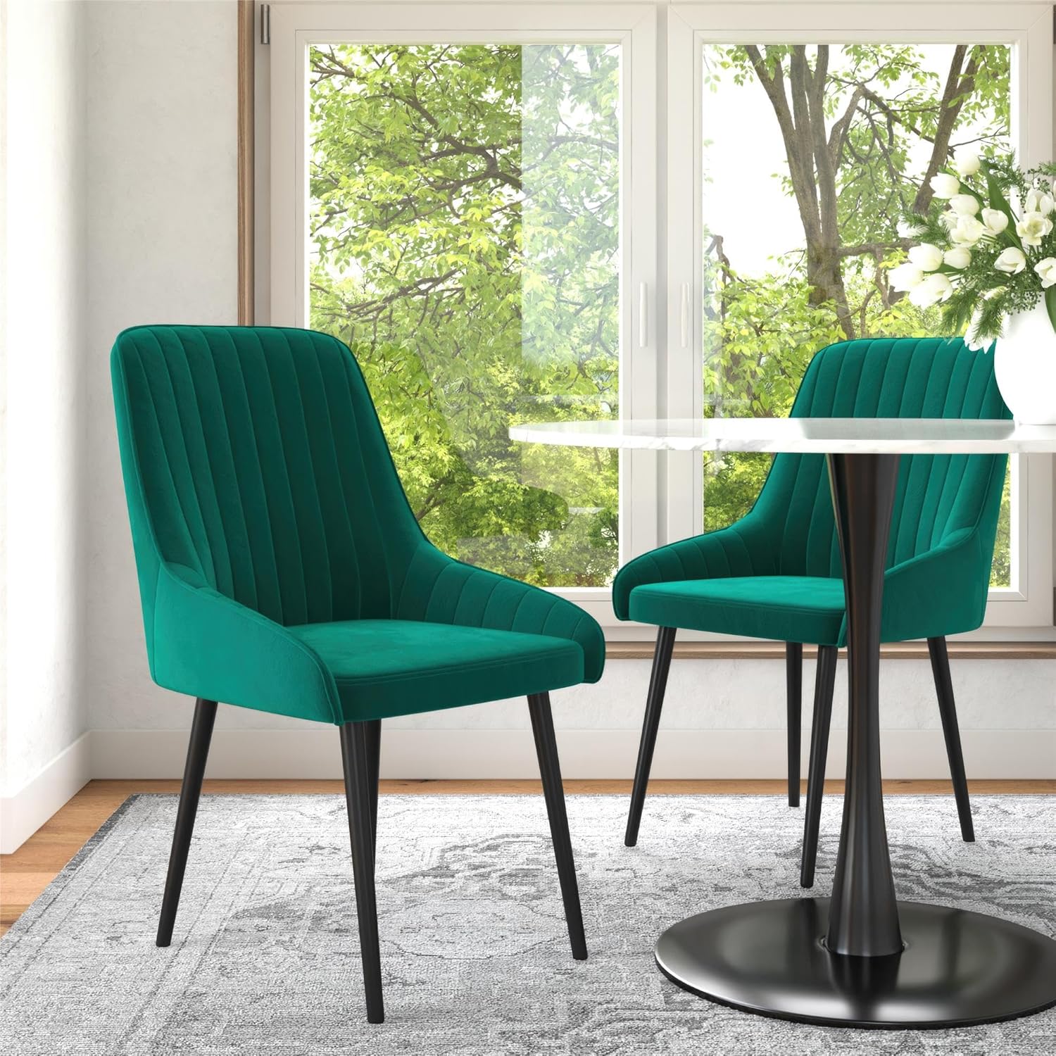 Amazon.com - DHP Dixie Velvet Dining Room Chair with Channel Tufted ...