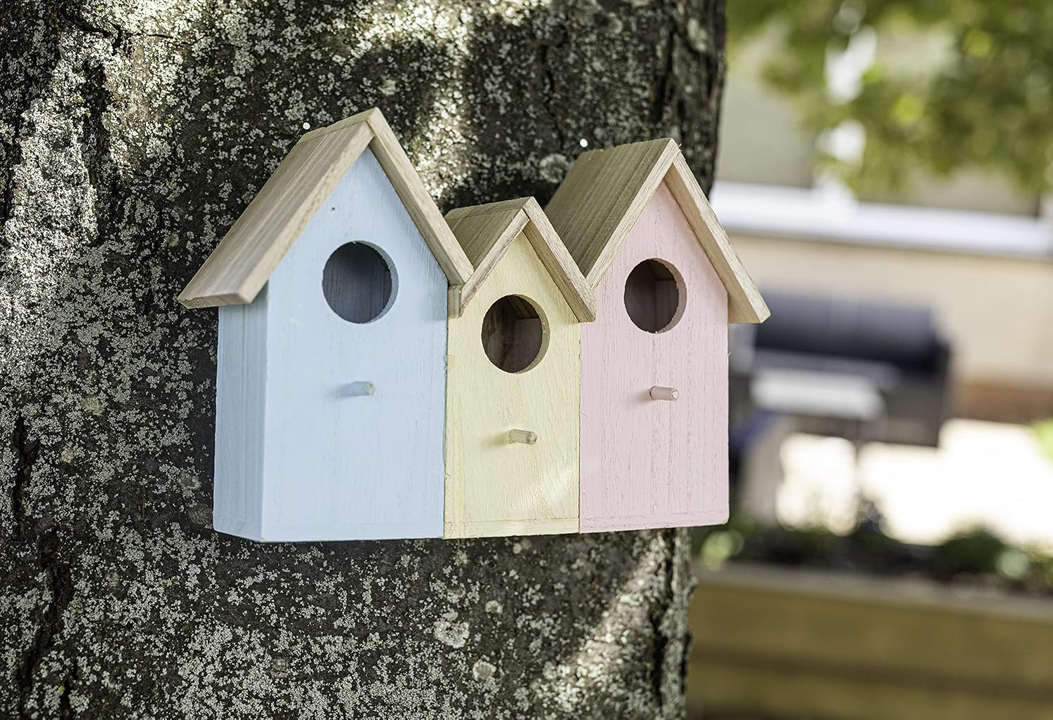 garden mile® Nichoir de jardin 3 en 1 en bois pour oiseaux sauvages ...