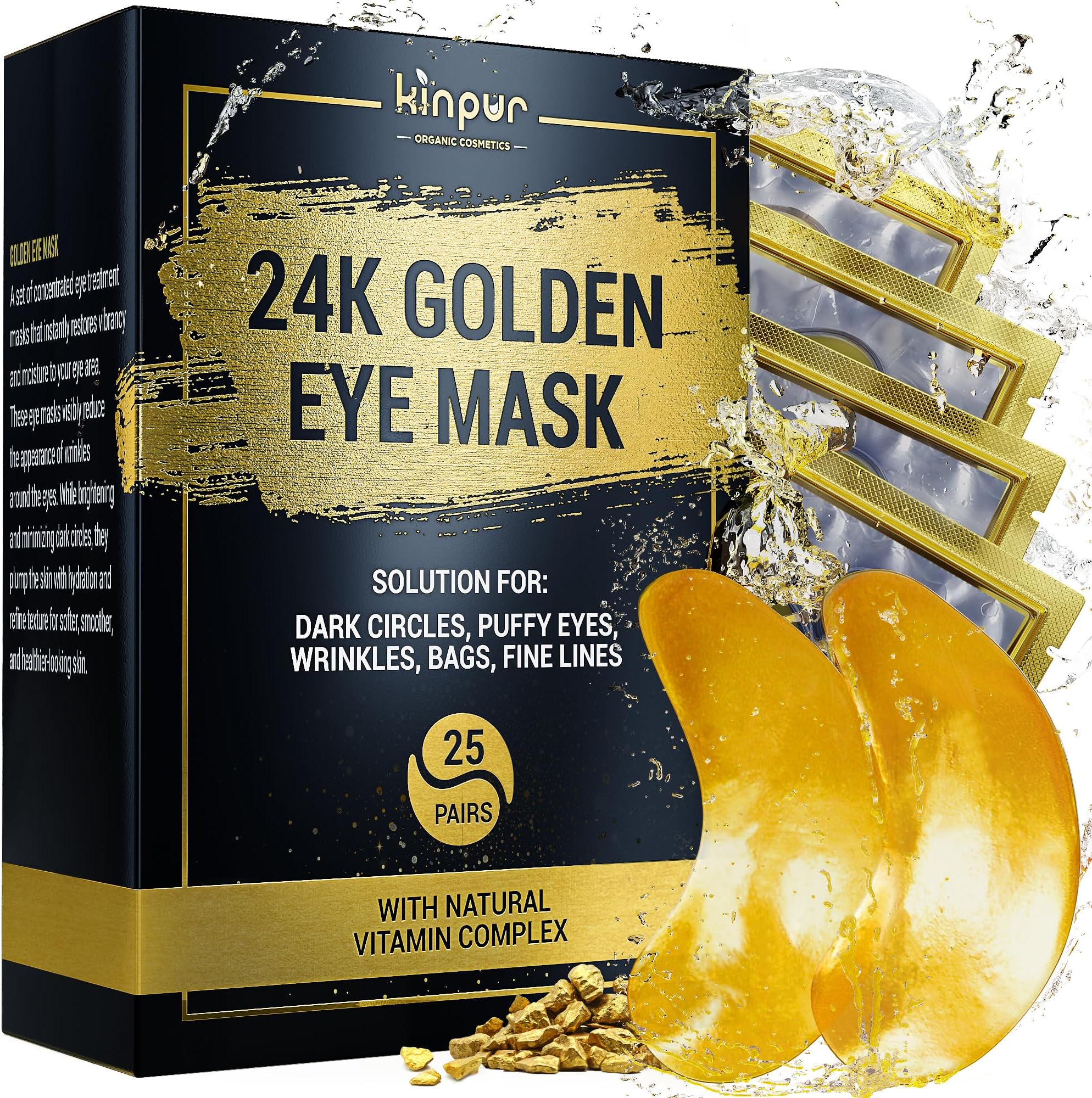 Amazon.com : Maskiss 24k Gold Under Eye Patches (25 Pairs), eye mask ...