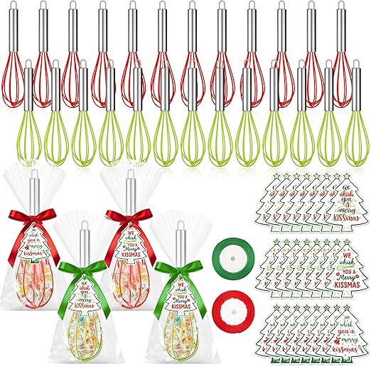 Amazon.com: 24 Sets 10 Inch Christmas Whisk Baking Gifts, DIY Fillable ...
