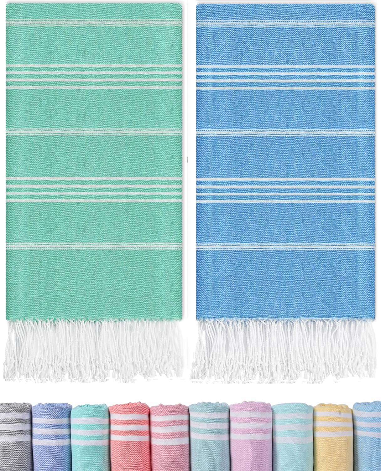 Amazon.com: 2 Packs Turkish Beach Towels Pool Towel Beach Mat Sauna ...