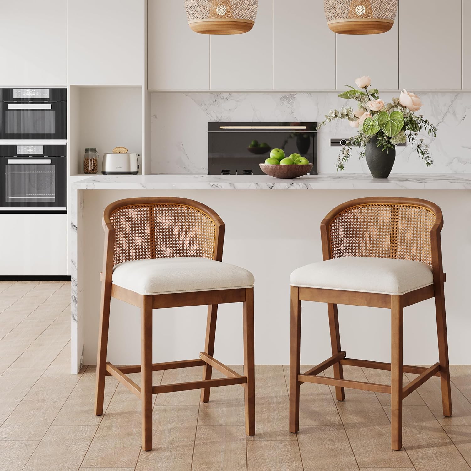 Amazon.com: Christopher Knight Home JENA Rattan Counter Stools Set of 2 ...