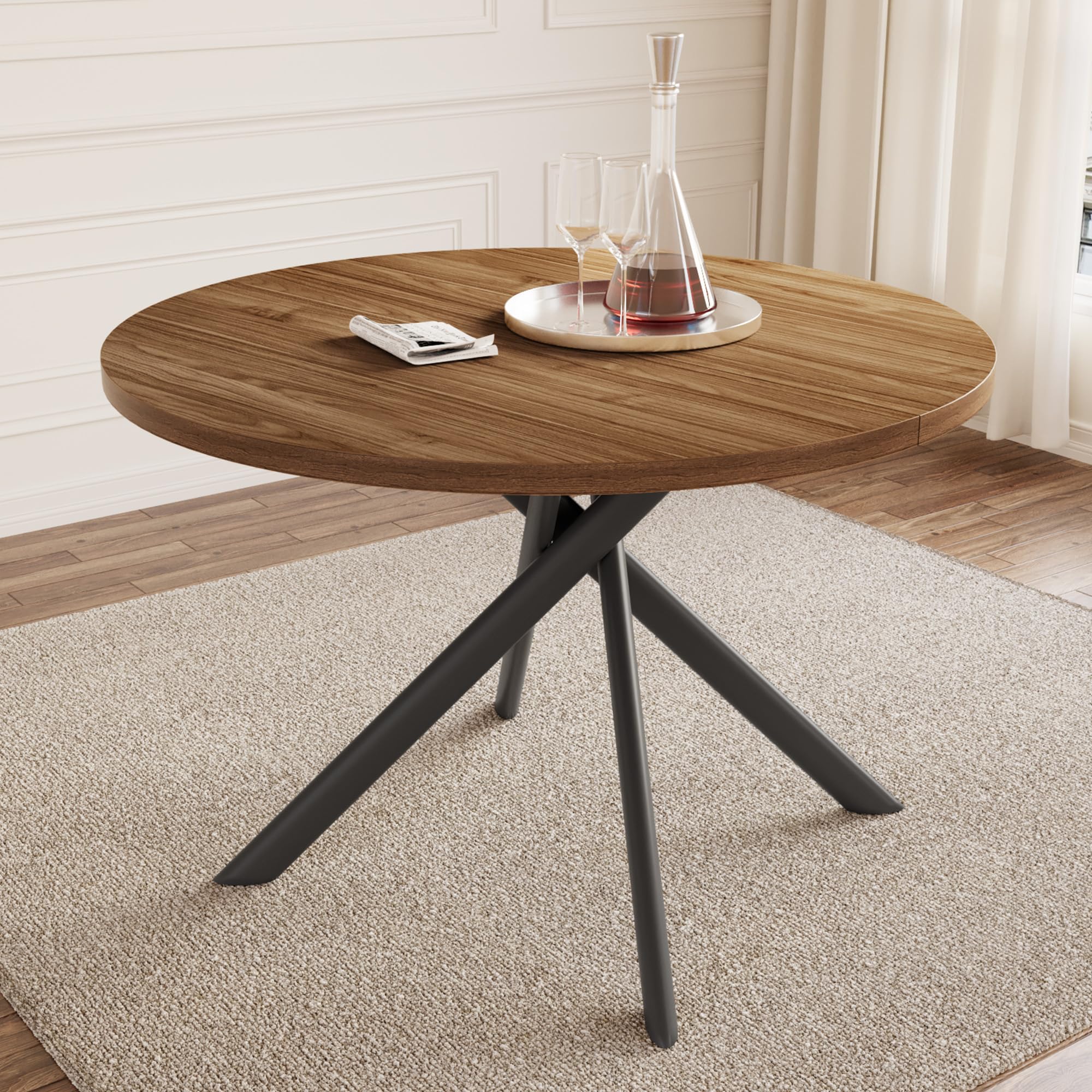 Amazon.com - HIPIHOM 45.3 Inch Modern Round Dining Table for 4, Space ...