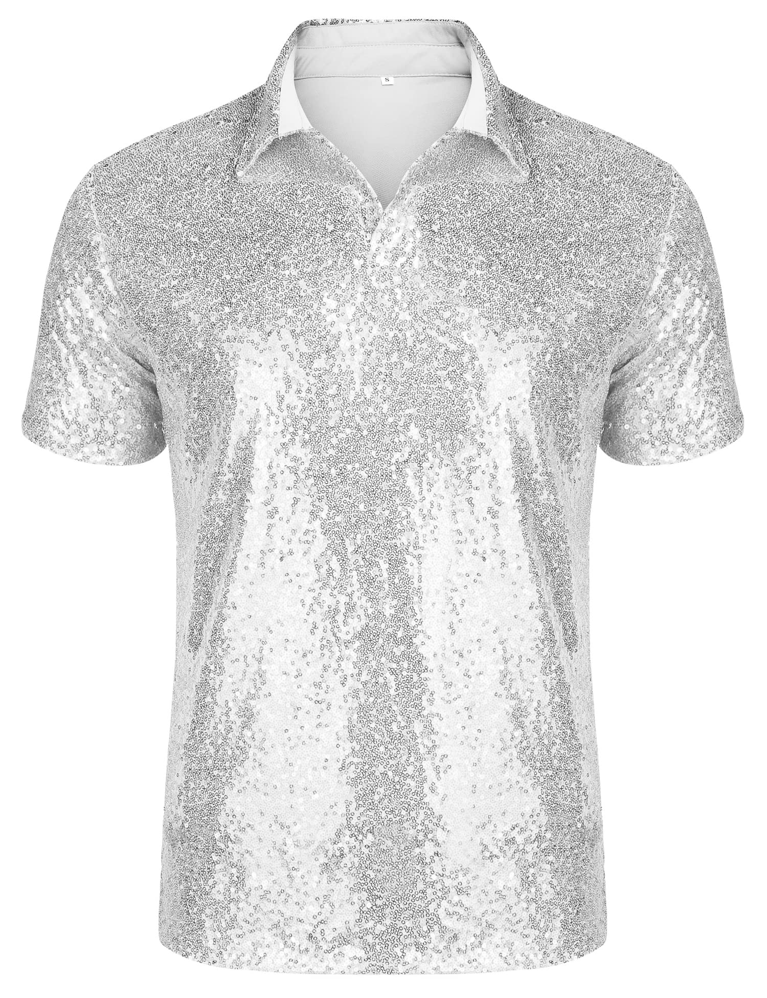 Snapklik.com : Mens Dress Shirt Short Sleeve Fashion Sequins Luxury ...