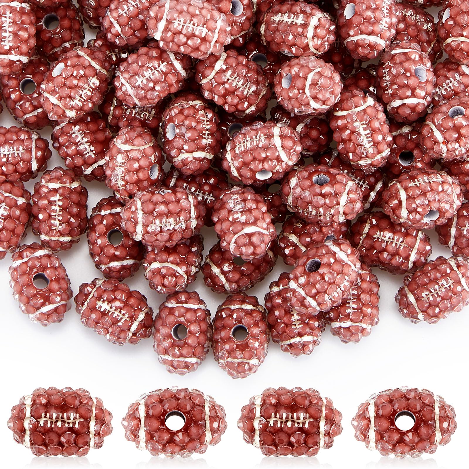 Amazon.com: Ferreve 50 Pieces Football Beads Resin Rhinestone Sports ...