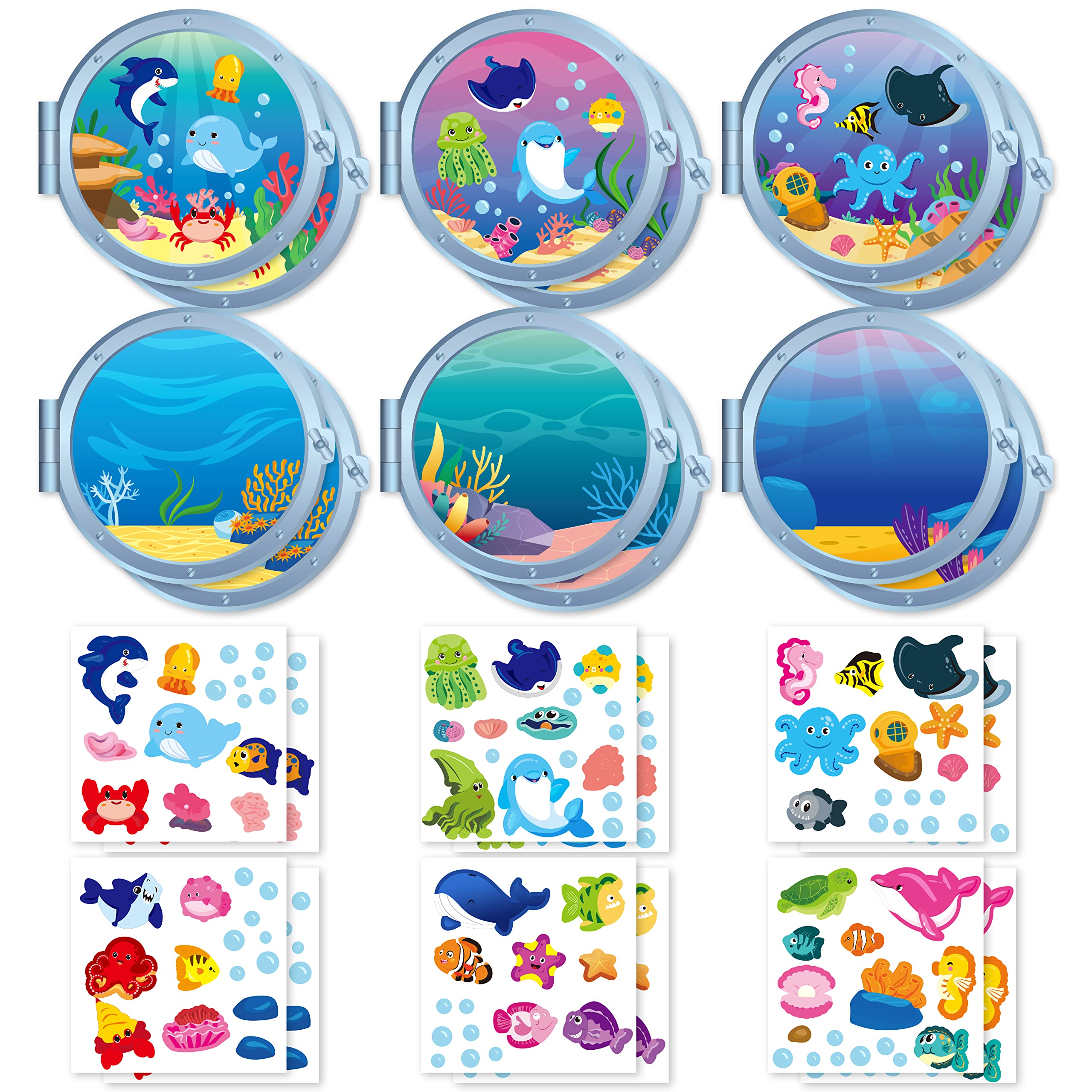 Snapklik.com : 24Pcs Sea Animal Scene Sticker Art Craft, Make Your Own ...
