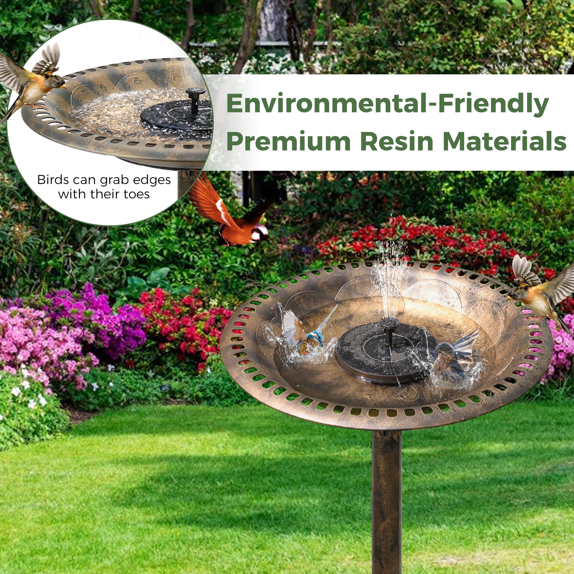 Large Bird Baths And Fountains Solar Powered Bird Bath Water Fountains