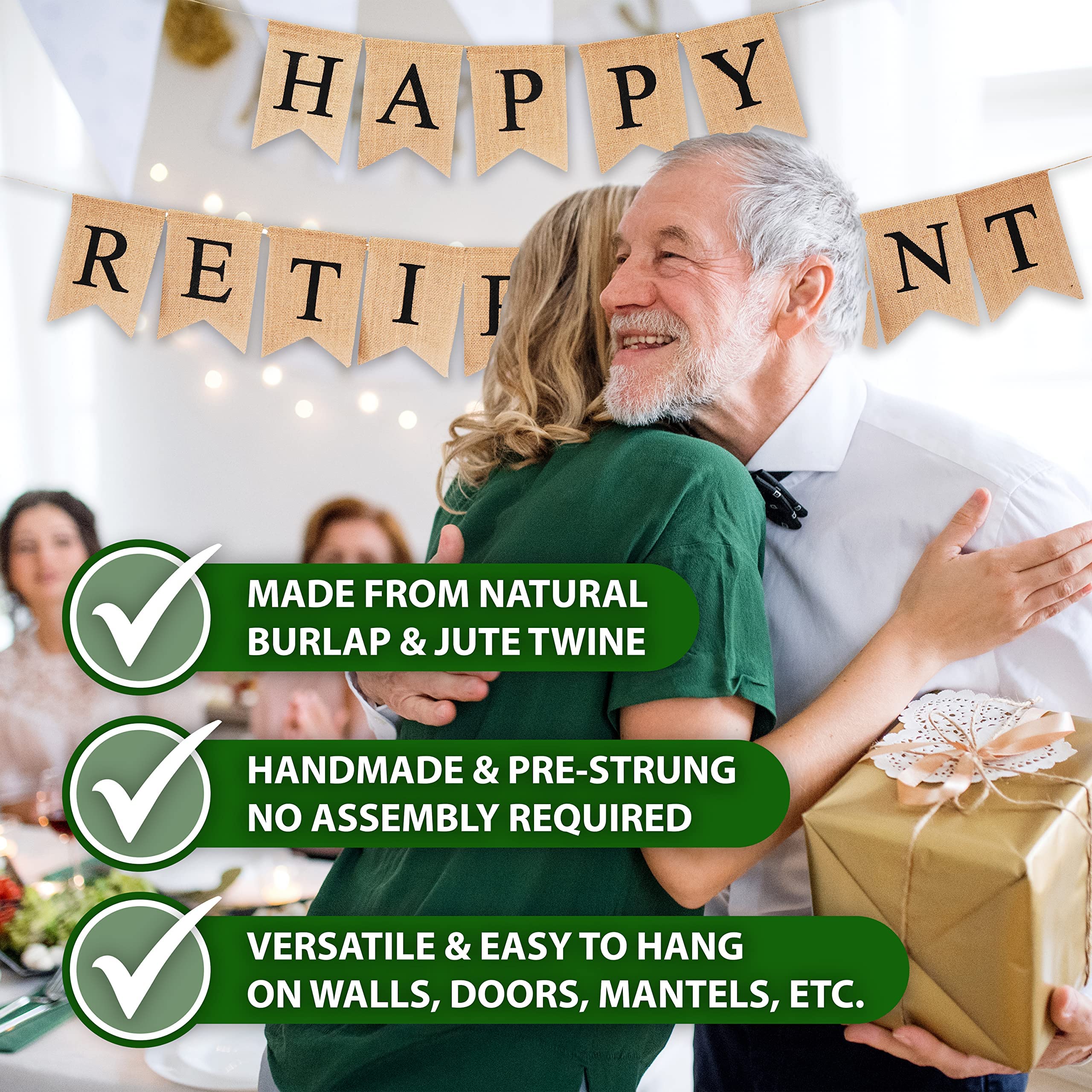 Happy Retirement Burlap Signs Happy Retirement Banner, Retirement