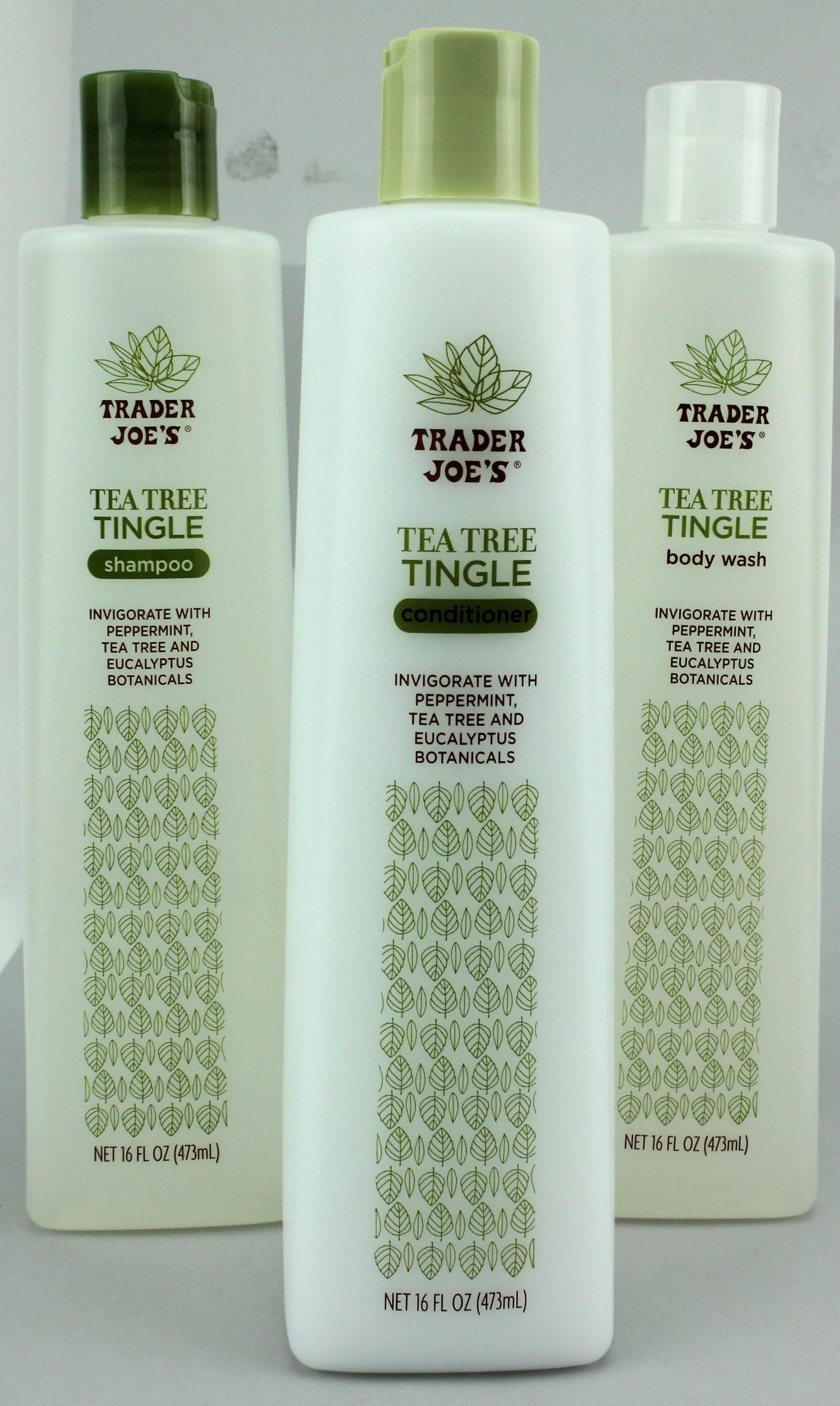 Amazon.com: Trader Joe's Tea Tree Tingle Shampoo, Conditioner, and Body ...