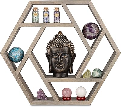 Amazon.com: Asuare Wooden Moon Shelf for Crystals | Floating Moon Shelf ...