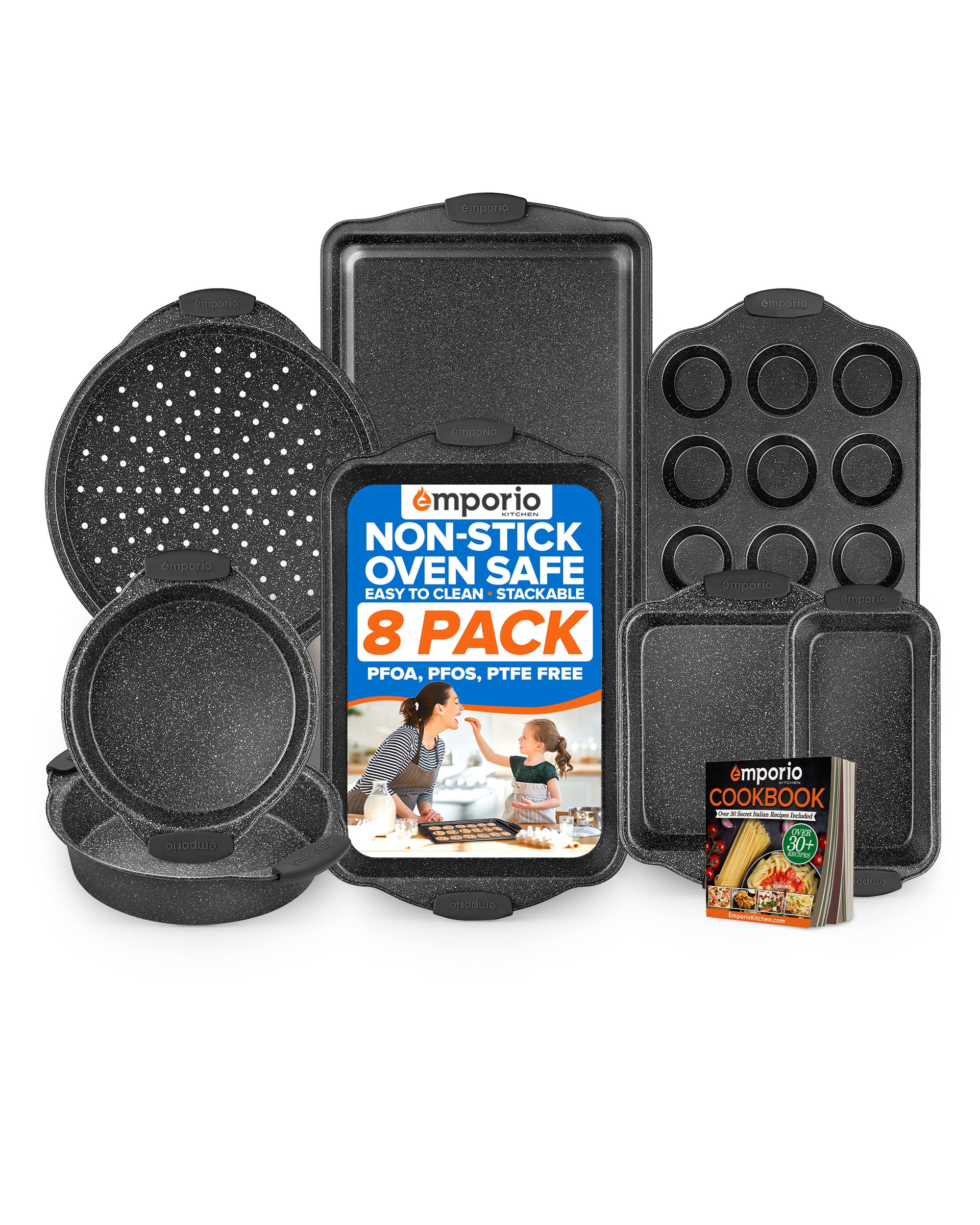 Amazon.com: Emporio Kitchen Baking Pan Set - Nonstick Coating, Carbon ...