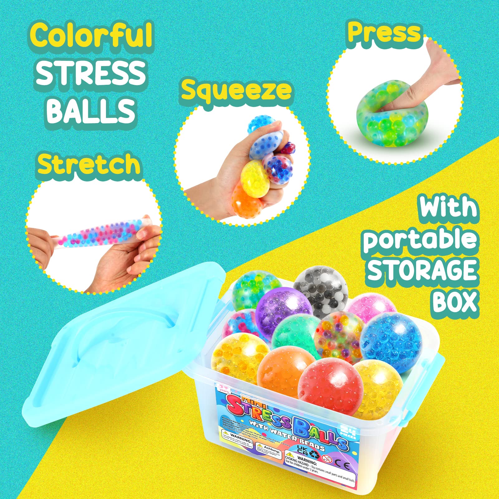KLT Mini Stress Balls Bulk for Kids - Squishy Toys 24 Pack - Sensory ...