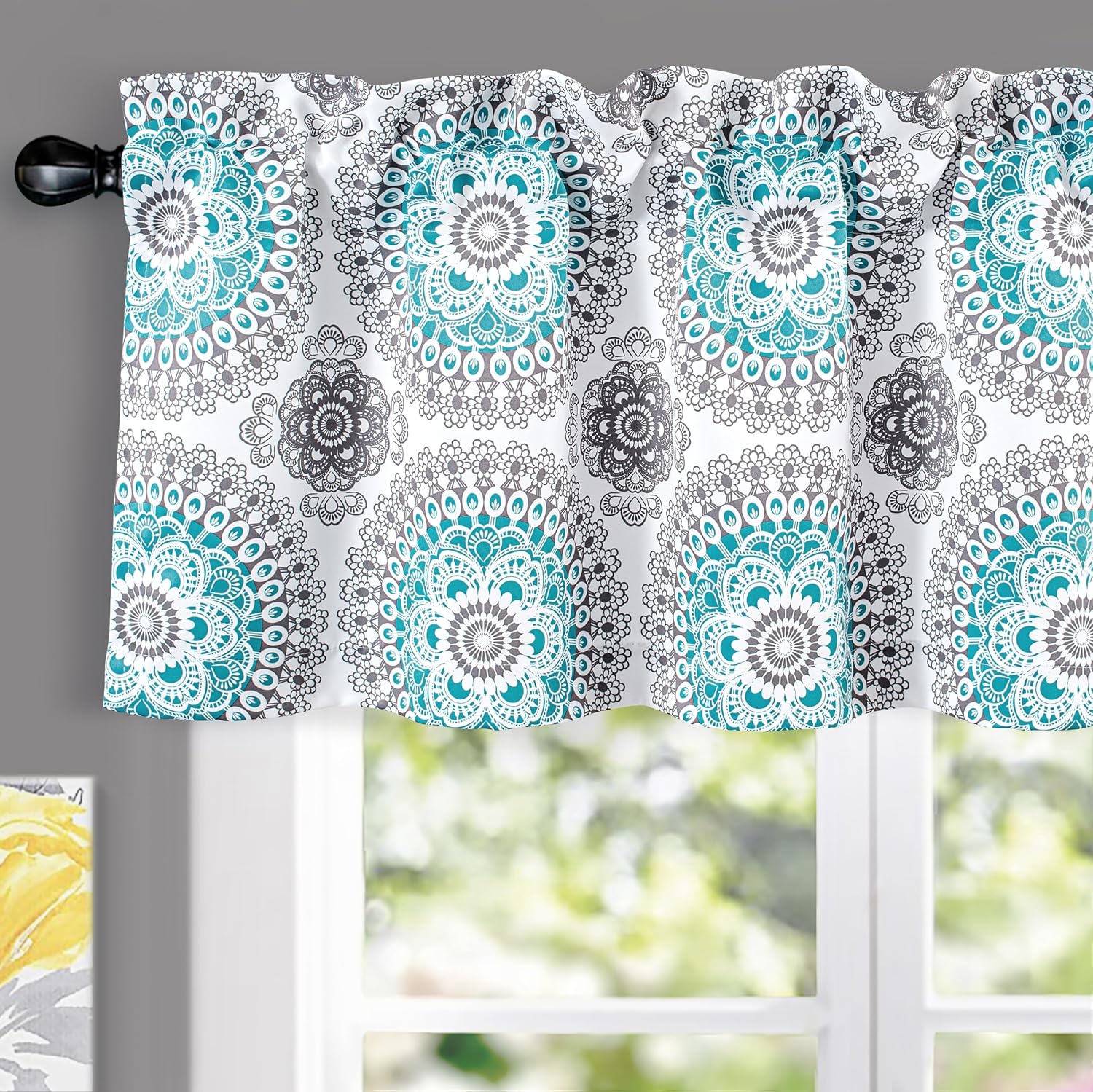 Amazon.com: LoomLuxe Aqua Teal Kitchen Valances for Windows 24 Inch ...
