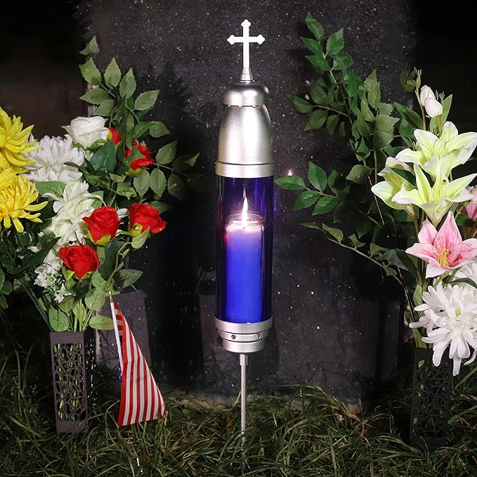 Amazon.com: Greek Cross Cemetery Candle Holder for Grave, Cemetery ...