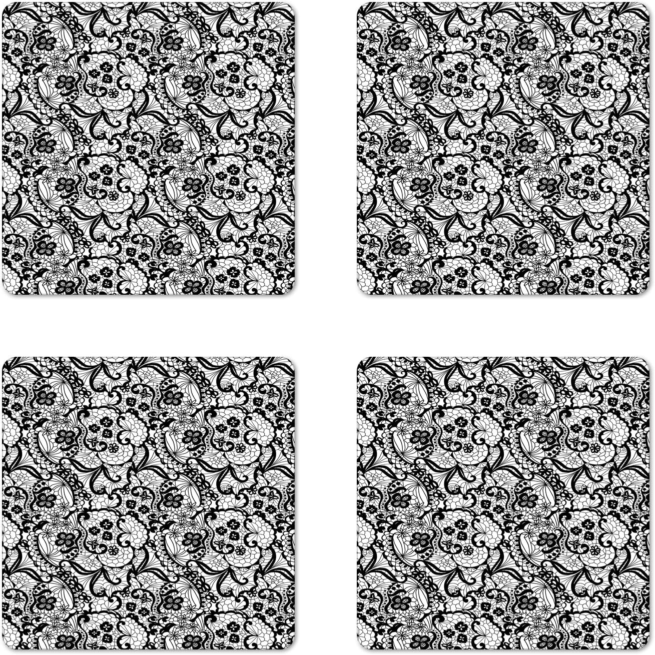 Amazon.com: Lunarable Gothic Coaster Set of 4, Lace Pattern with ...