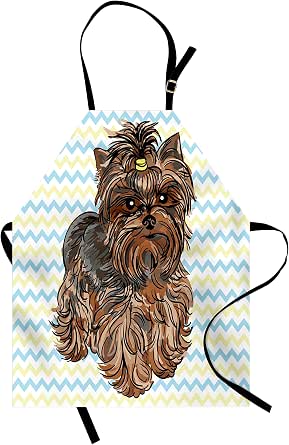 Amazon.com: Ambesonne Yorkie Apron, Brown Yorkie with Evenr Buckle on ...
