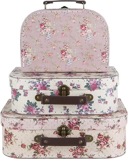 Set of 3 Suitcase Storage Boxes School Home Decor Sass and Belle ...