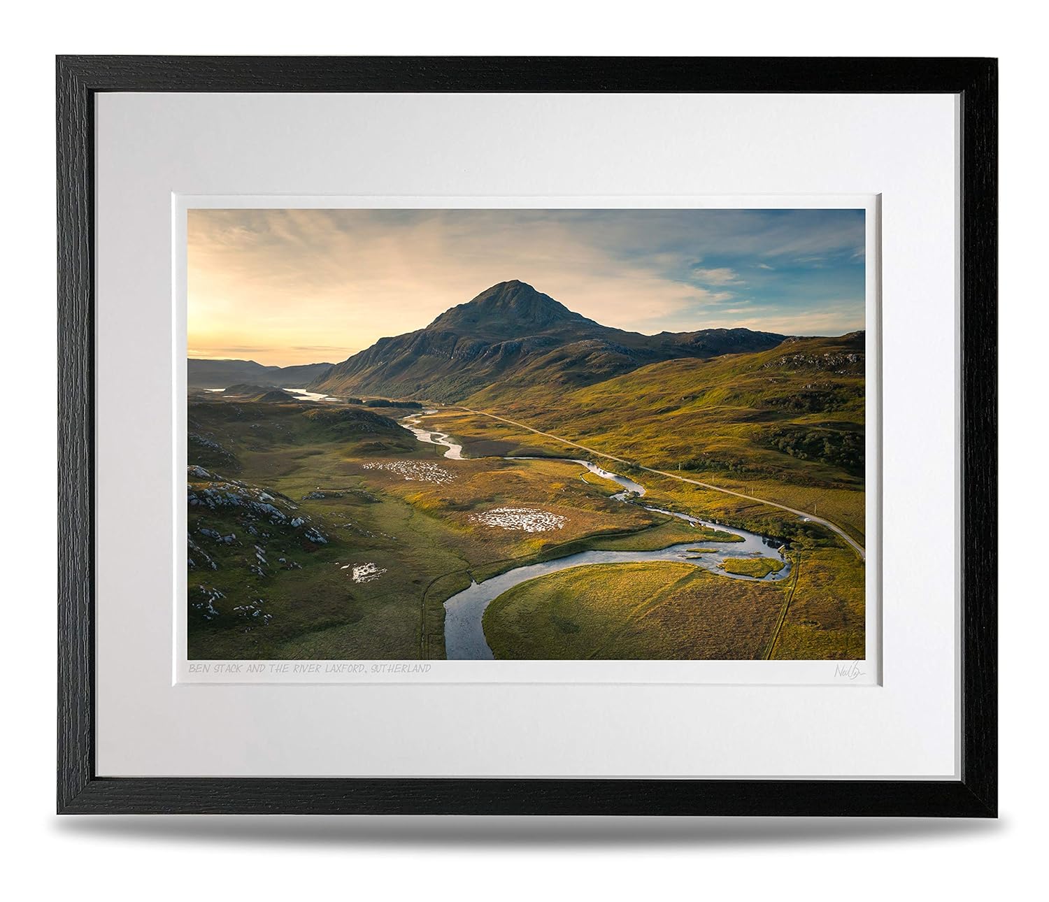 Ben Stack & River Laxford, Sutherland, Scotland - A3 (50x40cm) Framed ...