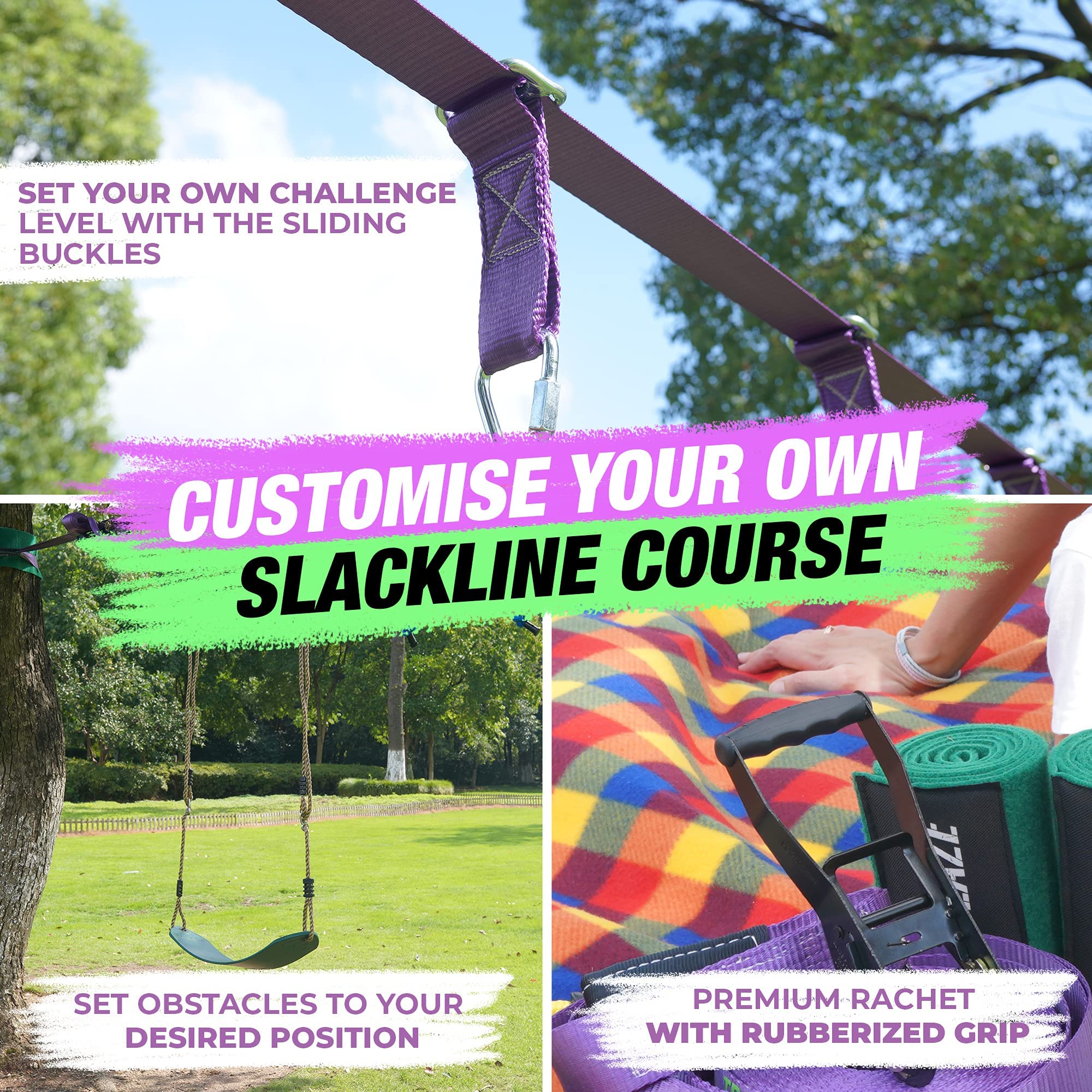 Trailblaze - Ninja Warrior Hanging Obstacle Course for Kids, 50 Feet ...