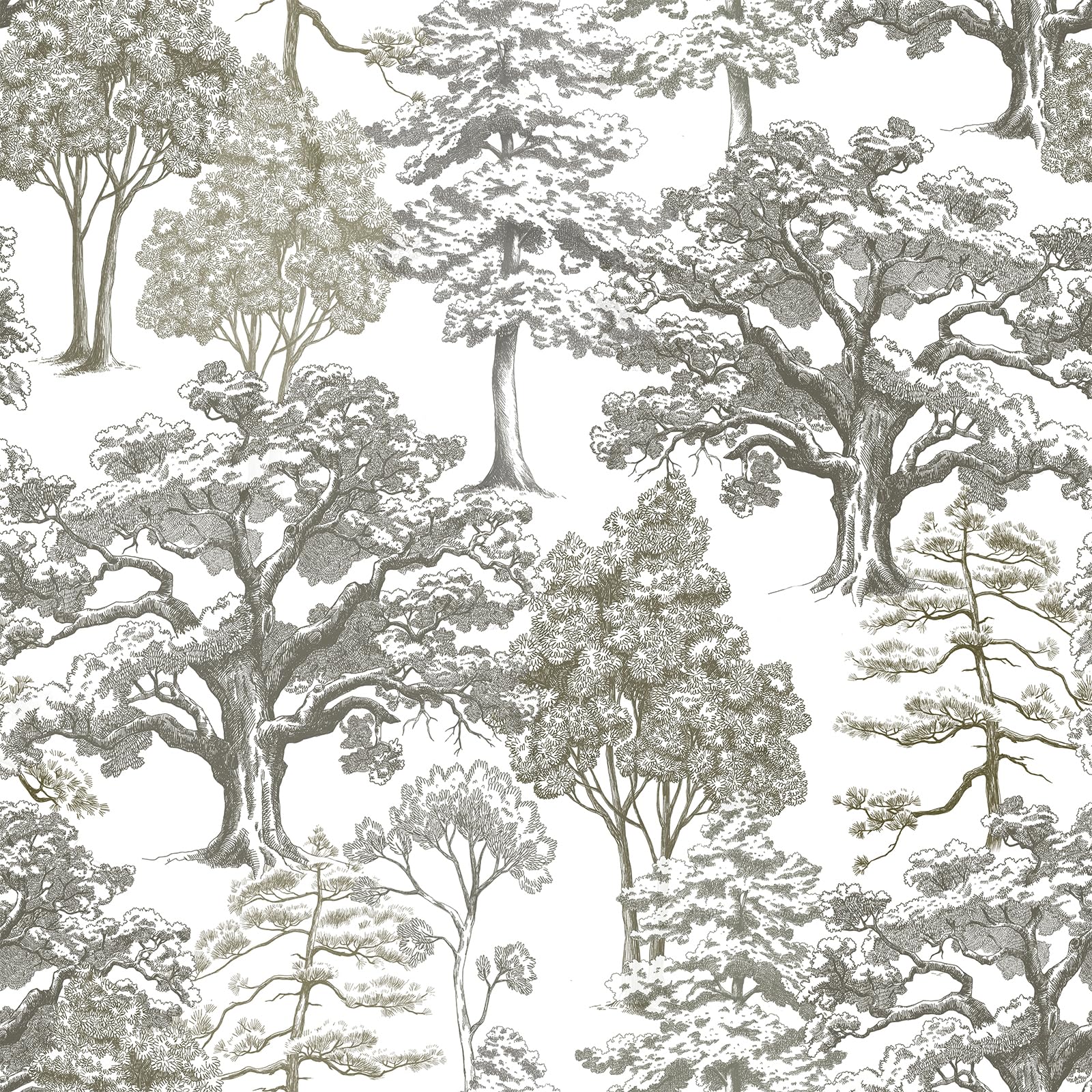Livelynine Grey Toile Wallpaper Peel and Stick Forest Tree Wallpaper ...