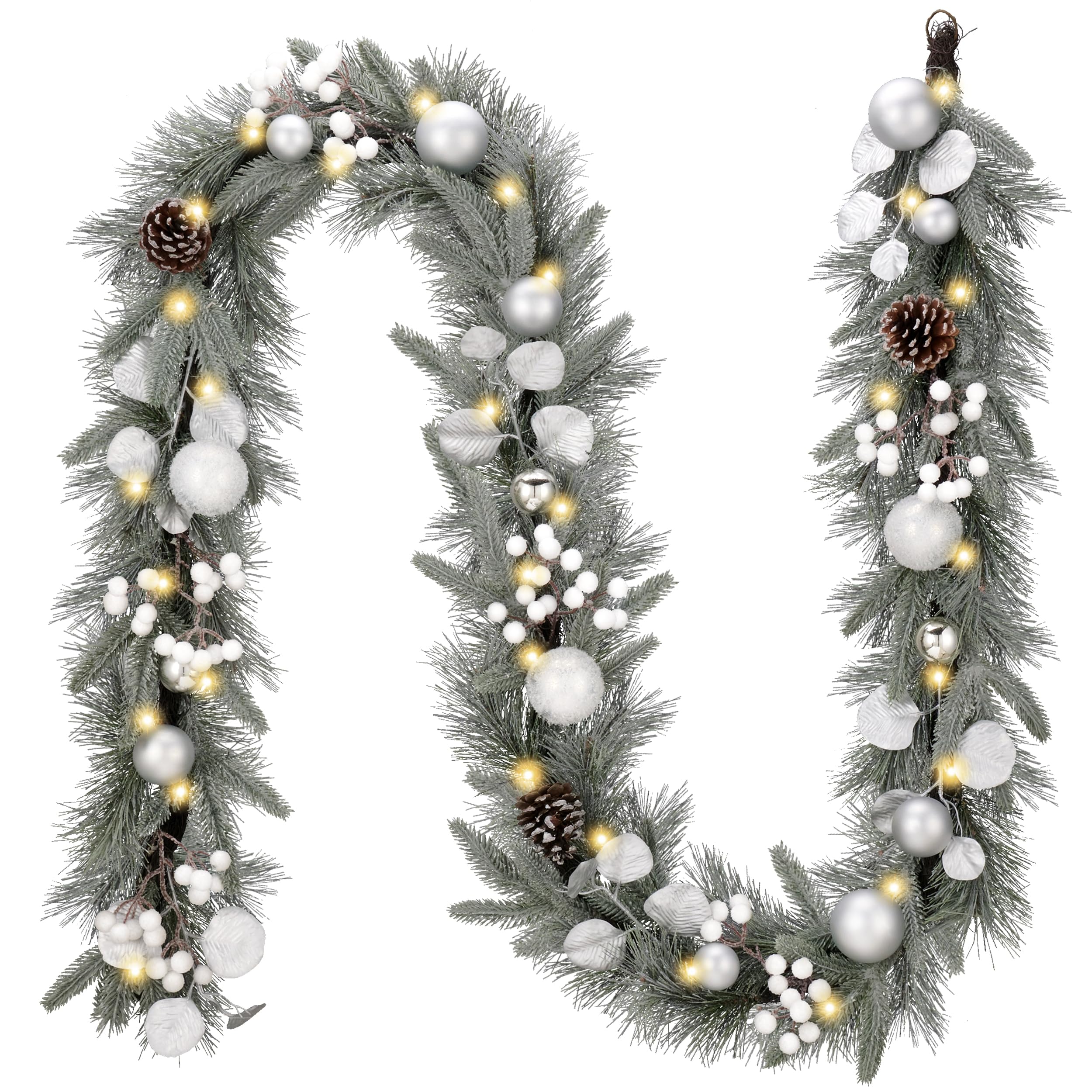 Amazon.com: Valery Madelyn 9 feet Pre-Lit Christmas Garland with Light ...