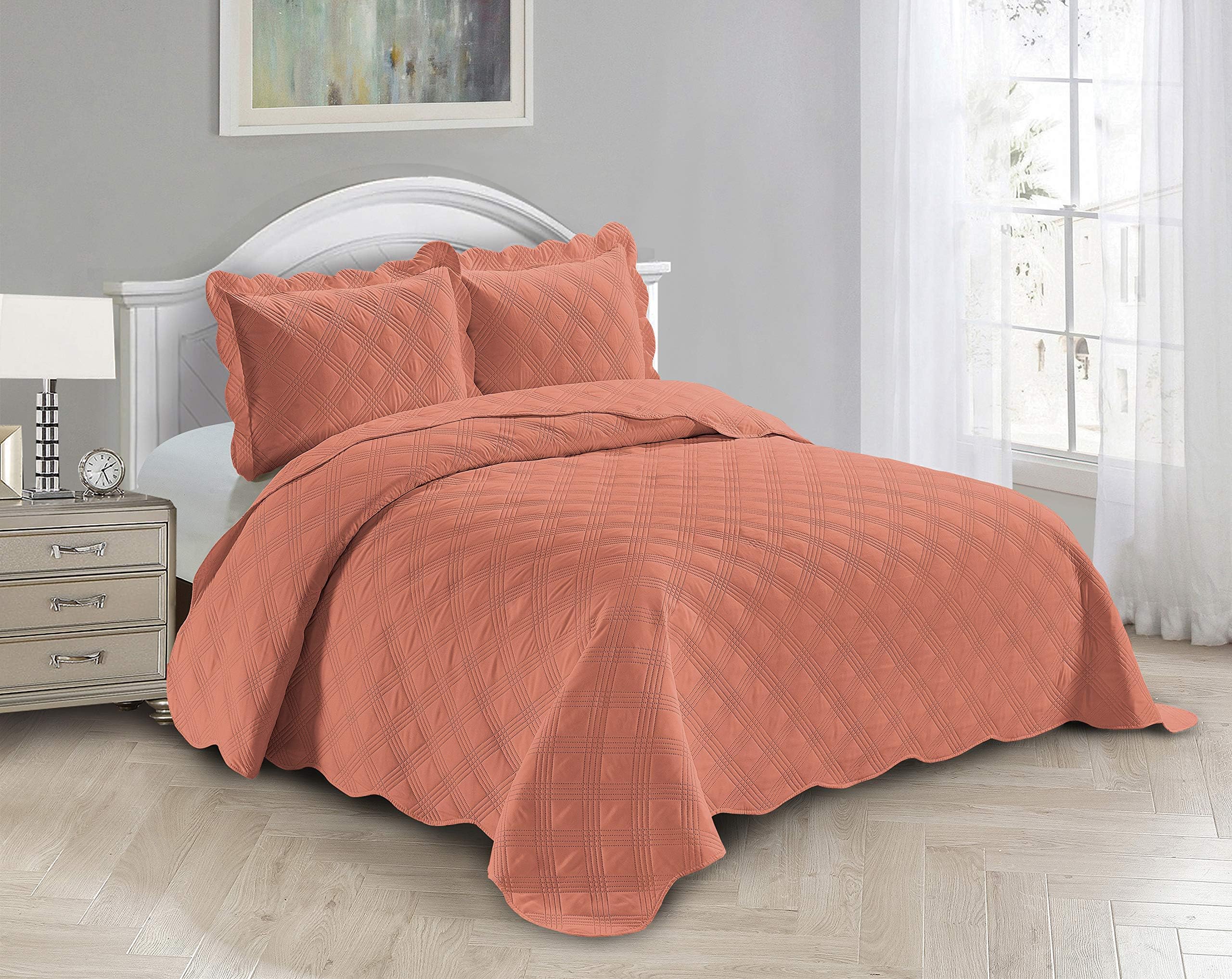 Amazon.com: Home Collection Over Size Elegant Embossed Bedspread Set ...
