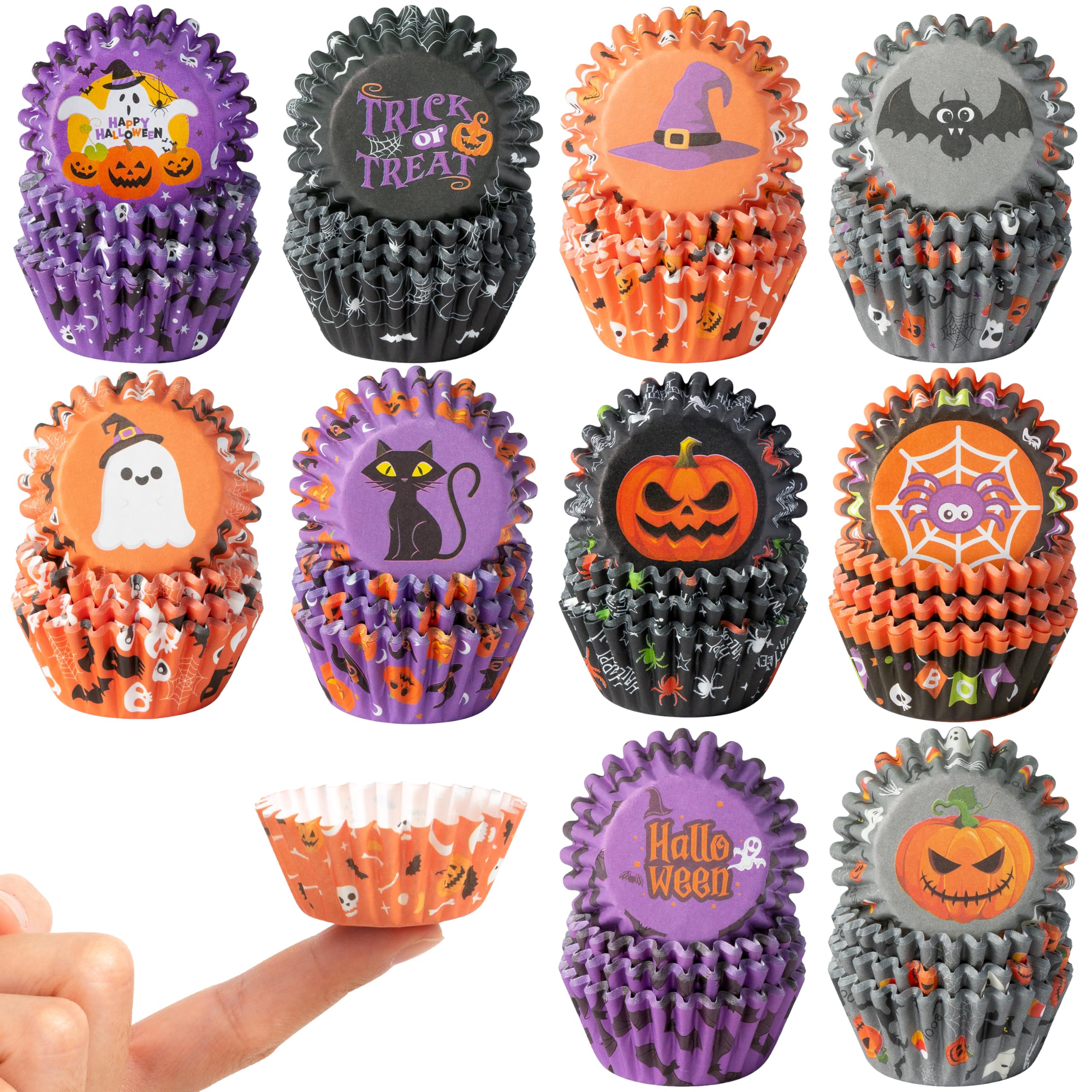 Amazon.com: COcnny Halloween Mini Cupcake Liners - 600pcs Halloween ...