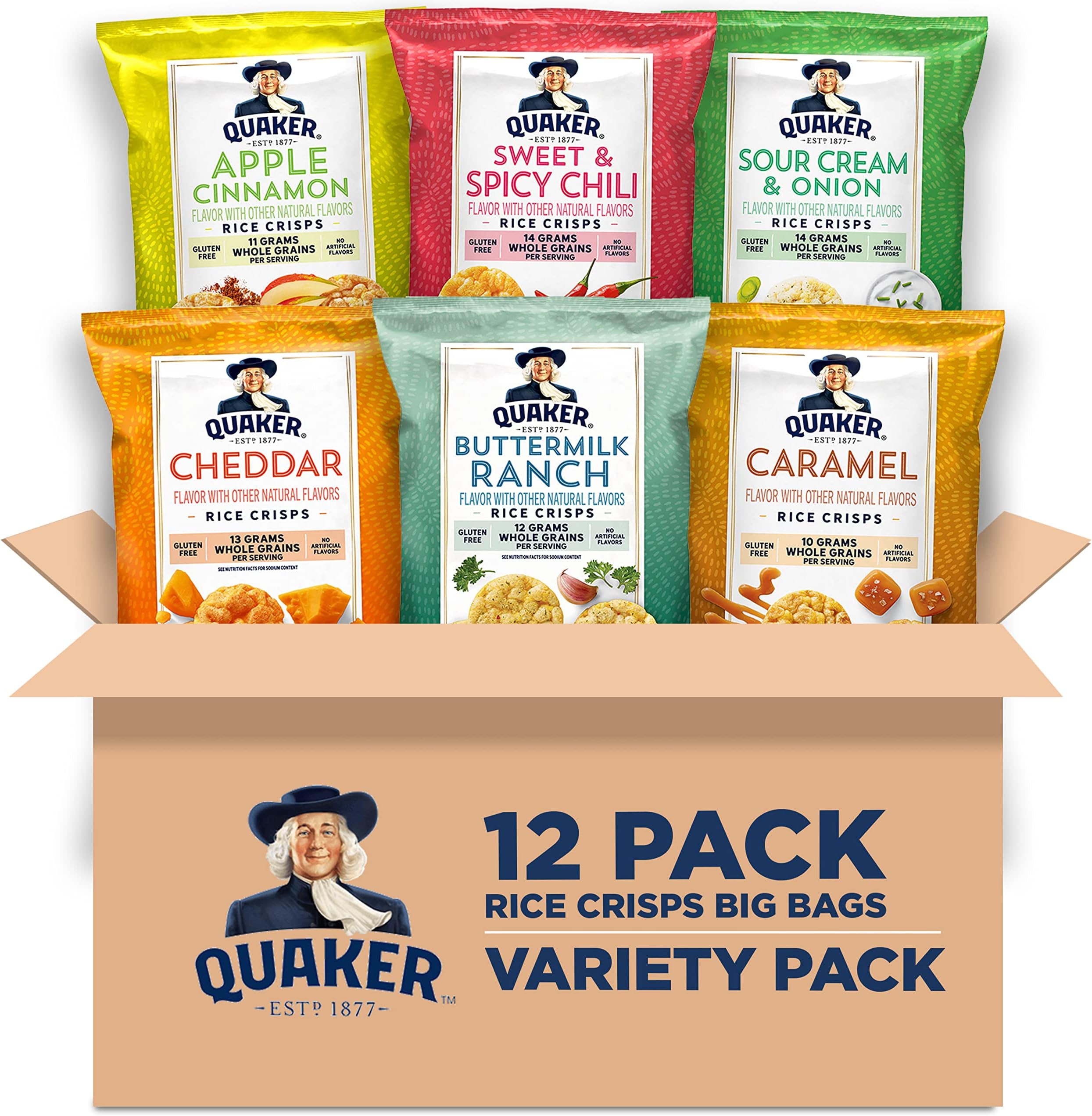 Amazon.com: Quaker Rice Crisps, 6 Flavor Variety Pack, 12 Count ...