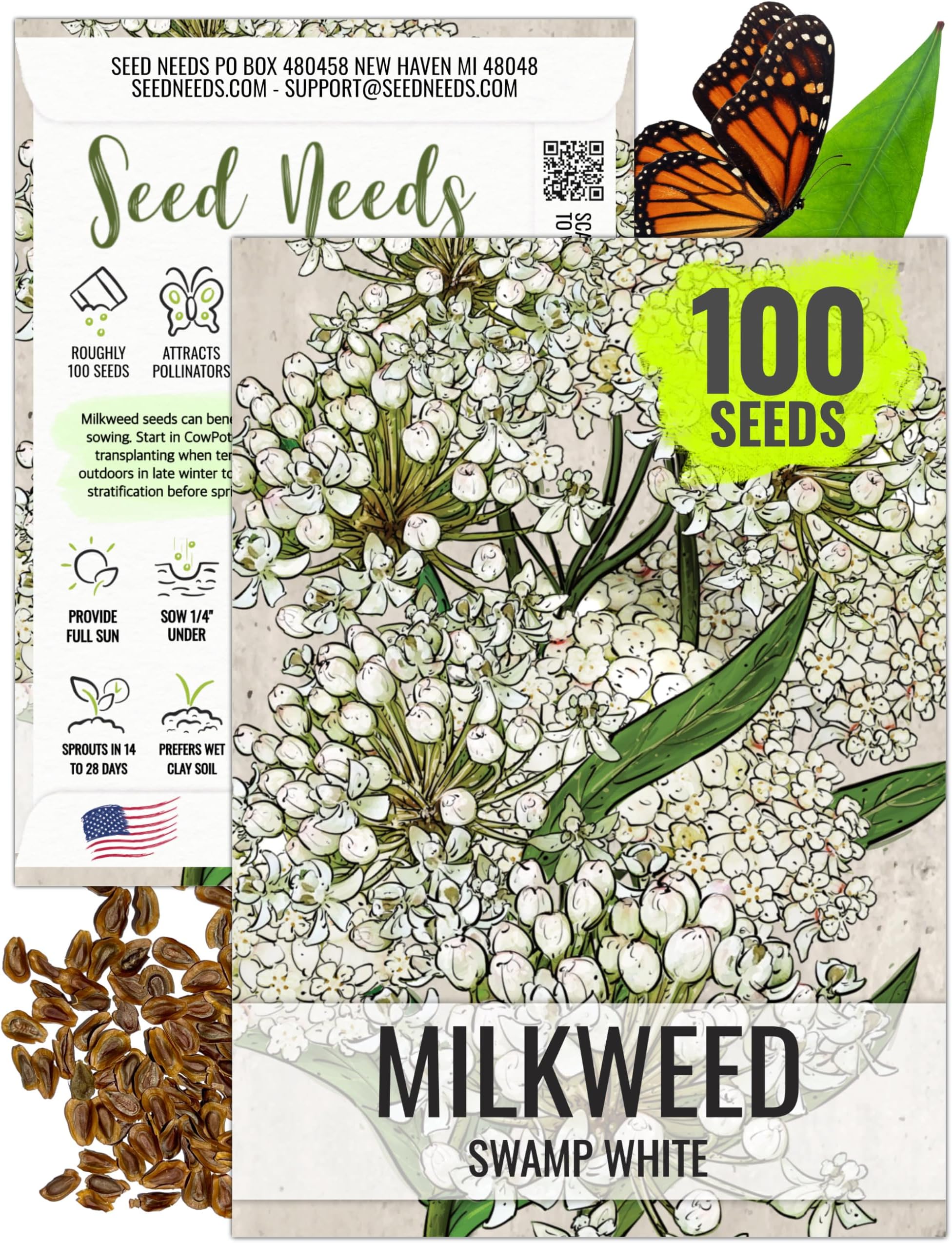 Amazon.com : Seed Needs Pink Swamp Milkweed Seeds for Planting ...