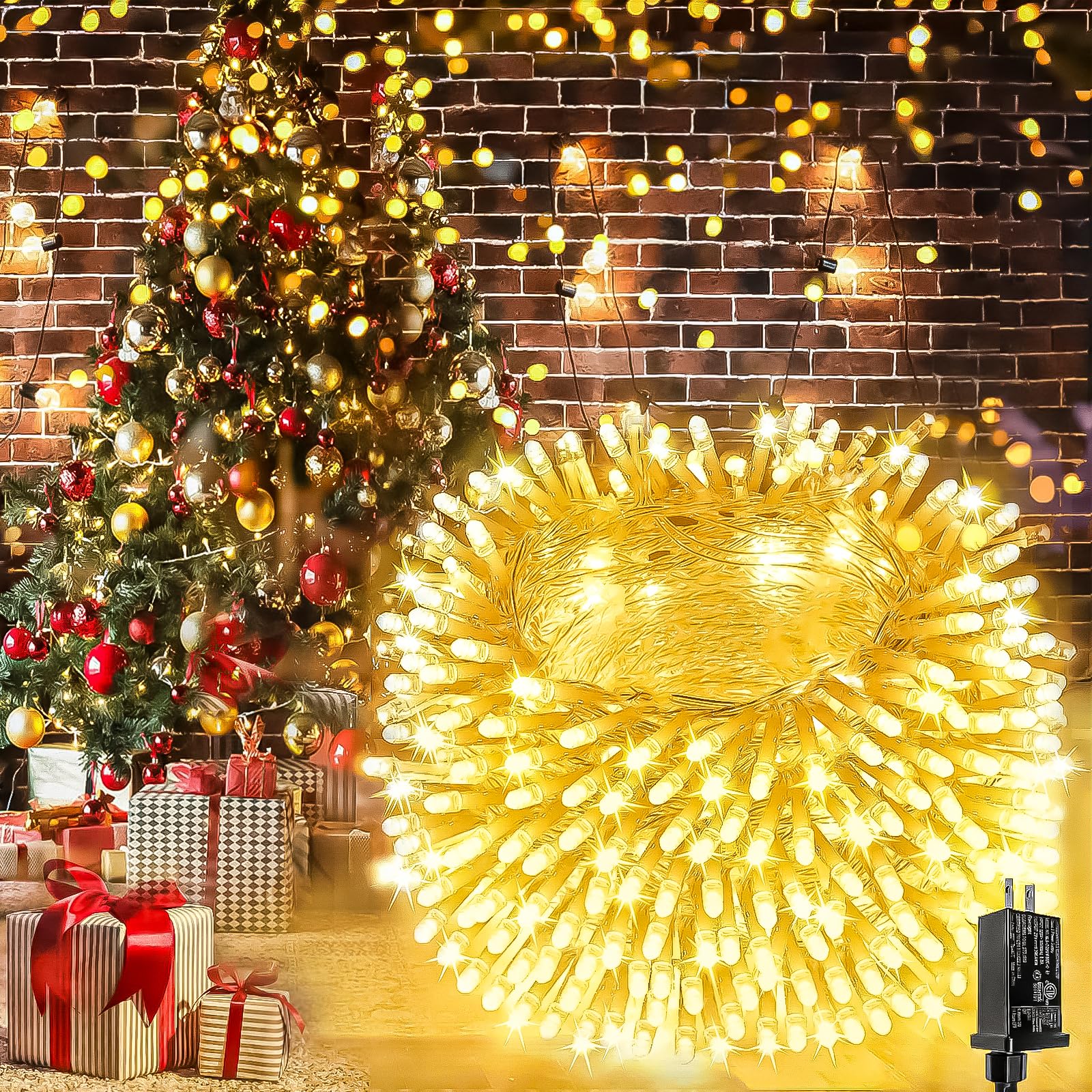 Extra-Long 66FT Christmas Lights Outdoor/Indoor, 200 LED Super Bright ...