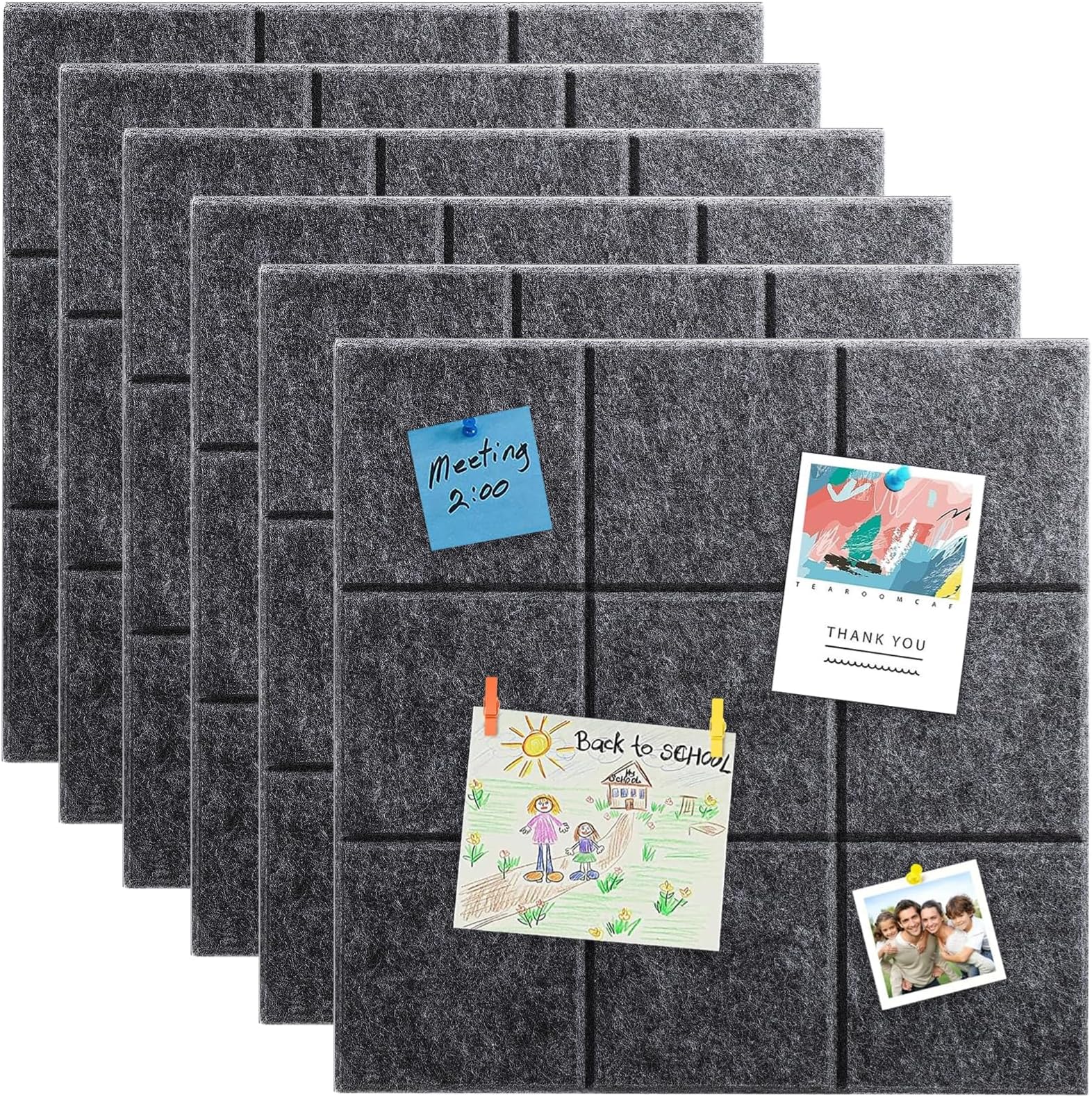 Amazon.com : 6 PCS Large Felt Board Tiles for Wall, 11.8" x 11.8" Felt ...