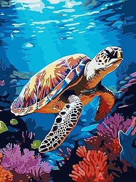Amazon.com: Meothan Sea Turtle Paint by Number Kits for Adults, DIY ...