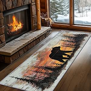Amazon.com: Yoozitrees Rustic Rugs for Bedroom, Grizzly Bear Runner Rug ...