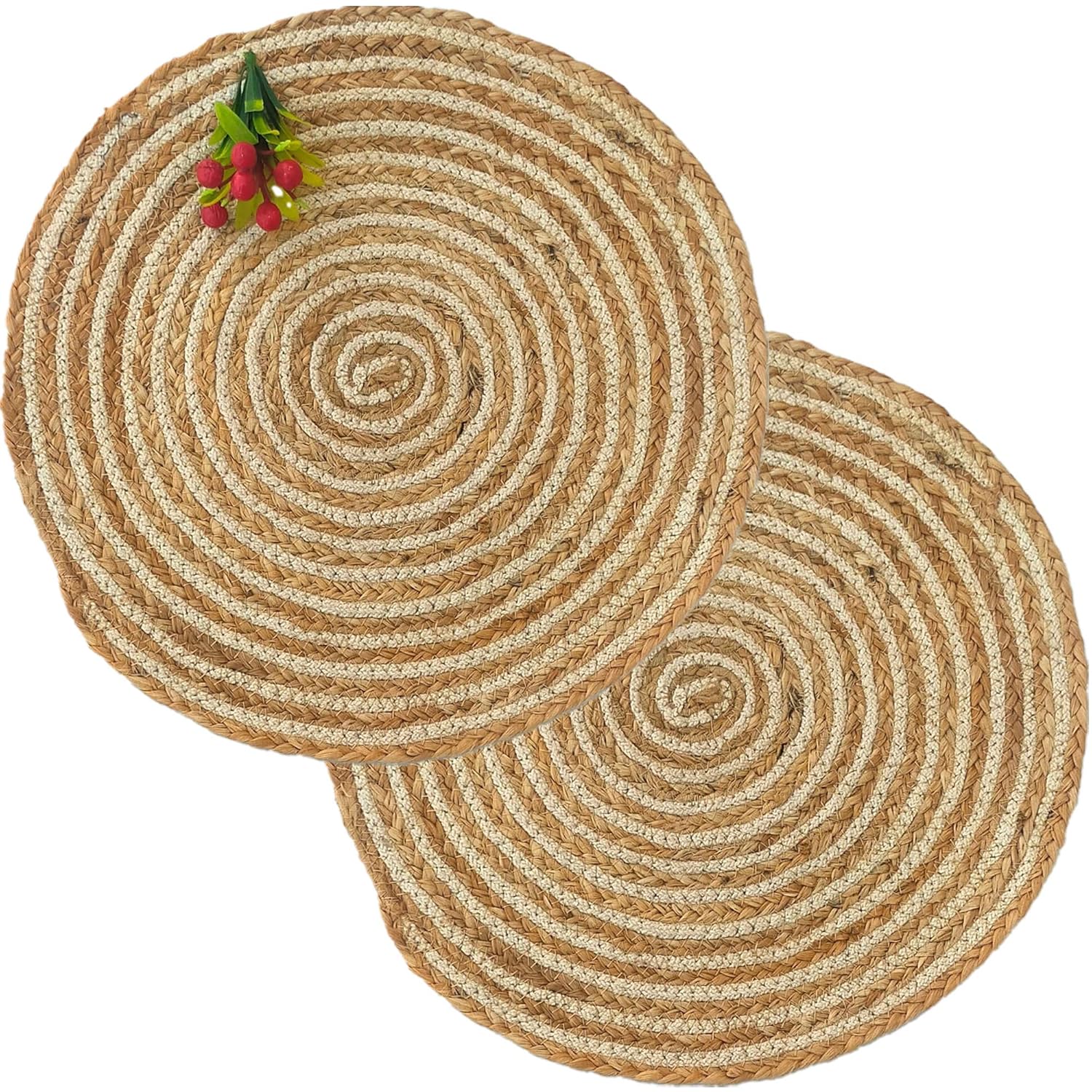 Buy CANVASS® Set of 2 Cotton Jute Braided Placemats | Side Table Mats ...