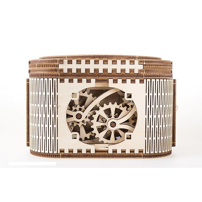 Buy UGEARS Mechanical Models 3-D Wooden Puzzle - Treasure Box w/Key ...