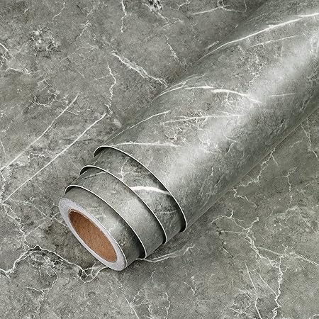LACHEERY 160"x36" Grey Marble Contact Paper Thick Marble Wallpaper Peel ...