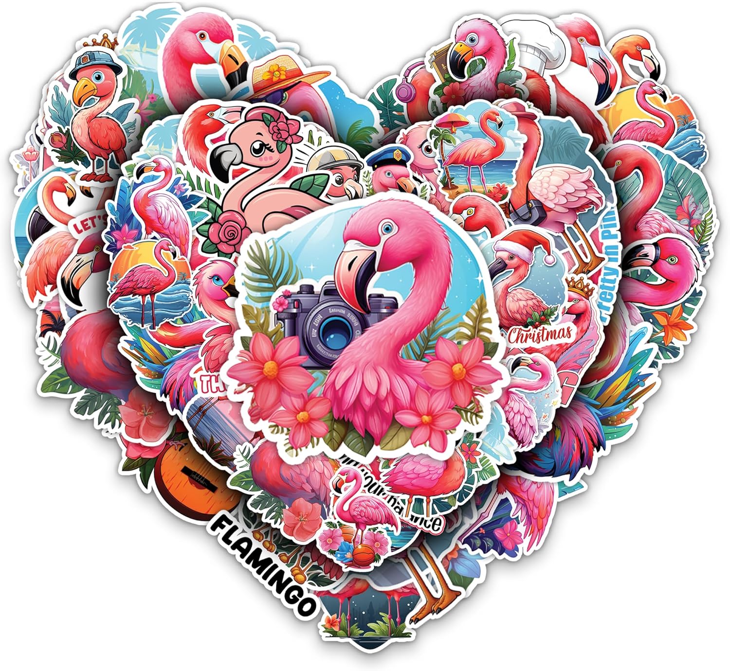 Amazon.com: MONIZY Flamingo Stickers 50 Pieces Vinyl Waterproof Decal ...