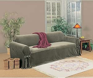 Amazon.com: Classic Slipcovers Microfiber Velvet Sofa Slipcover Blue ...