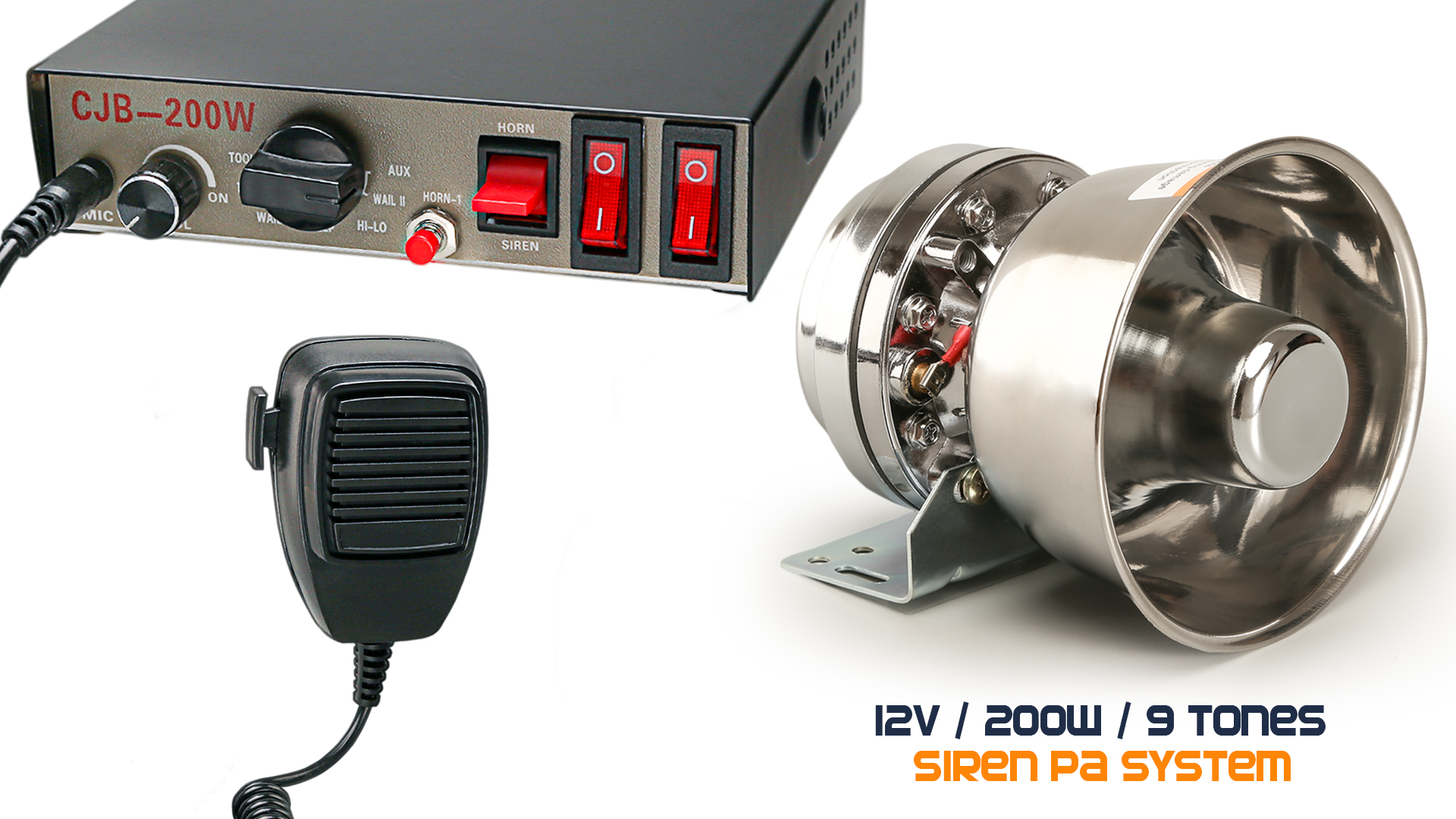 Watch C 12V 200W 9 Tones Police Warning Emergency Siren PA System on ...